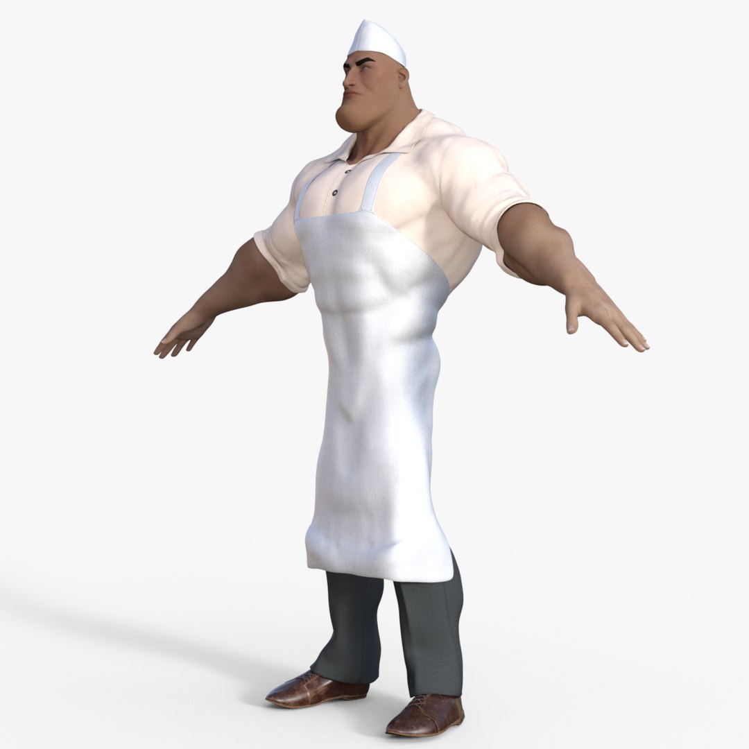 Cartoon Angry Butcher Rigged 3D Model - TurboSquid 2186910