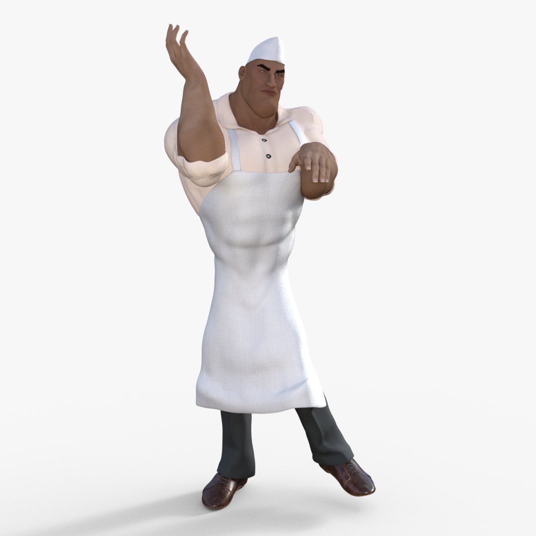 Cartoon Angry Butcher Rigged 3D Model - TurboSquid 2186910