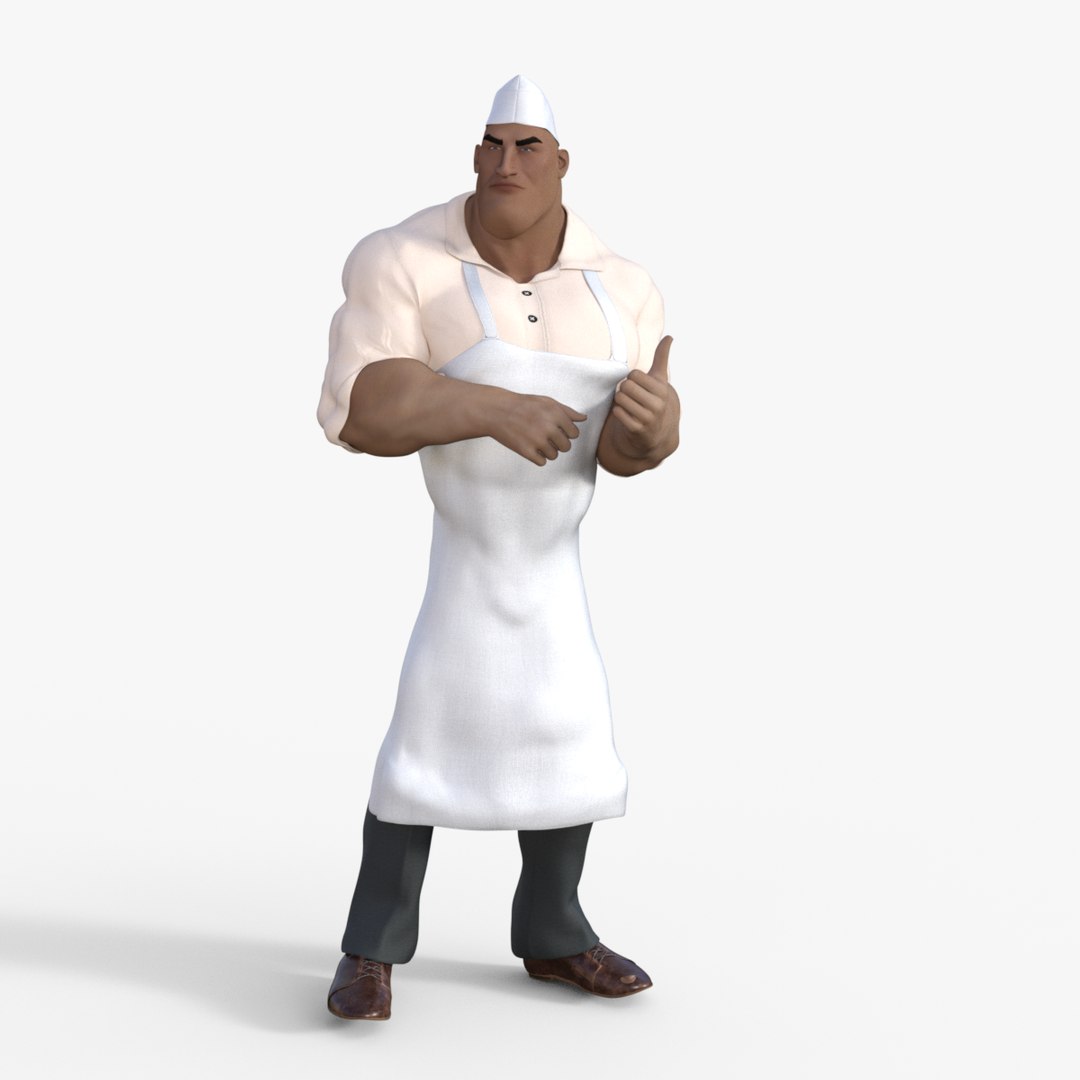 Cartoon Angry Butcher Rigged 3D Model - TurboSquid 2186910
