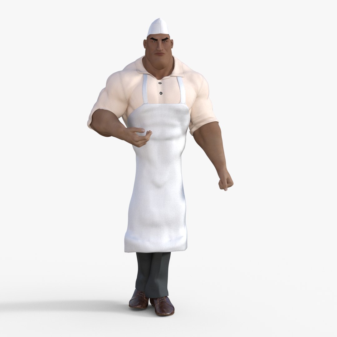 Cartoon Angry Butcher Rigged 3D Model - TurboSquid 2186910