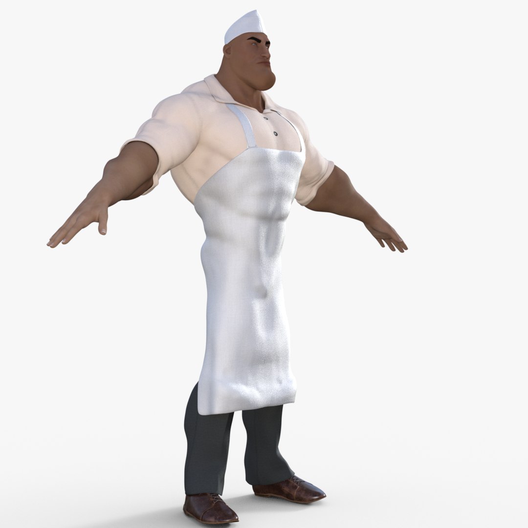 Cartoon Angry Butcher Rigged 3D Model - TurboSquid 2186910