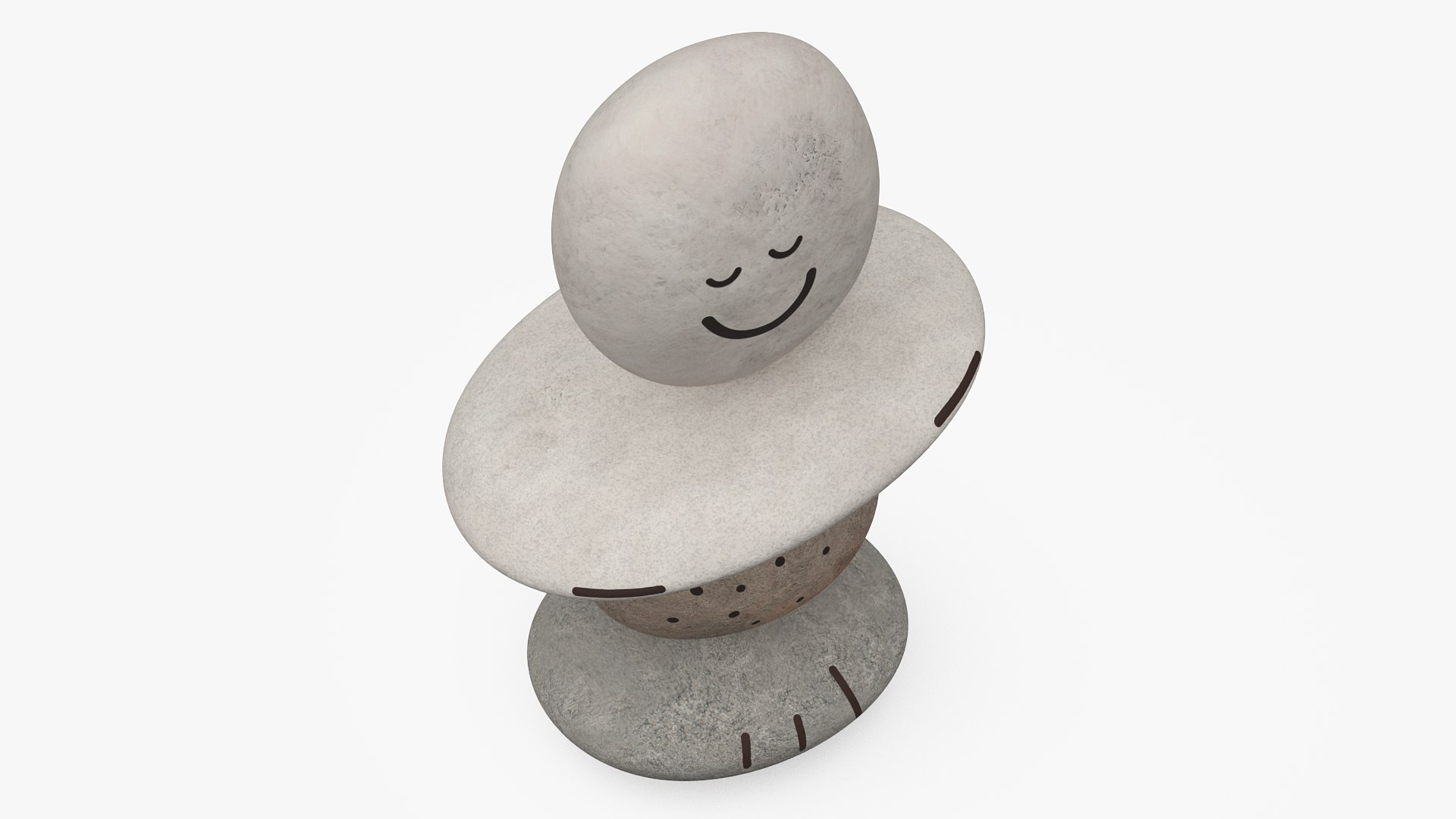 Stack Of Stable Pebble Stone With Smiling Face Model - TurboSquid 2276368