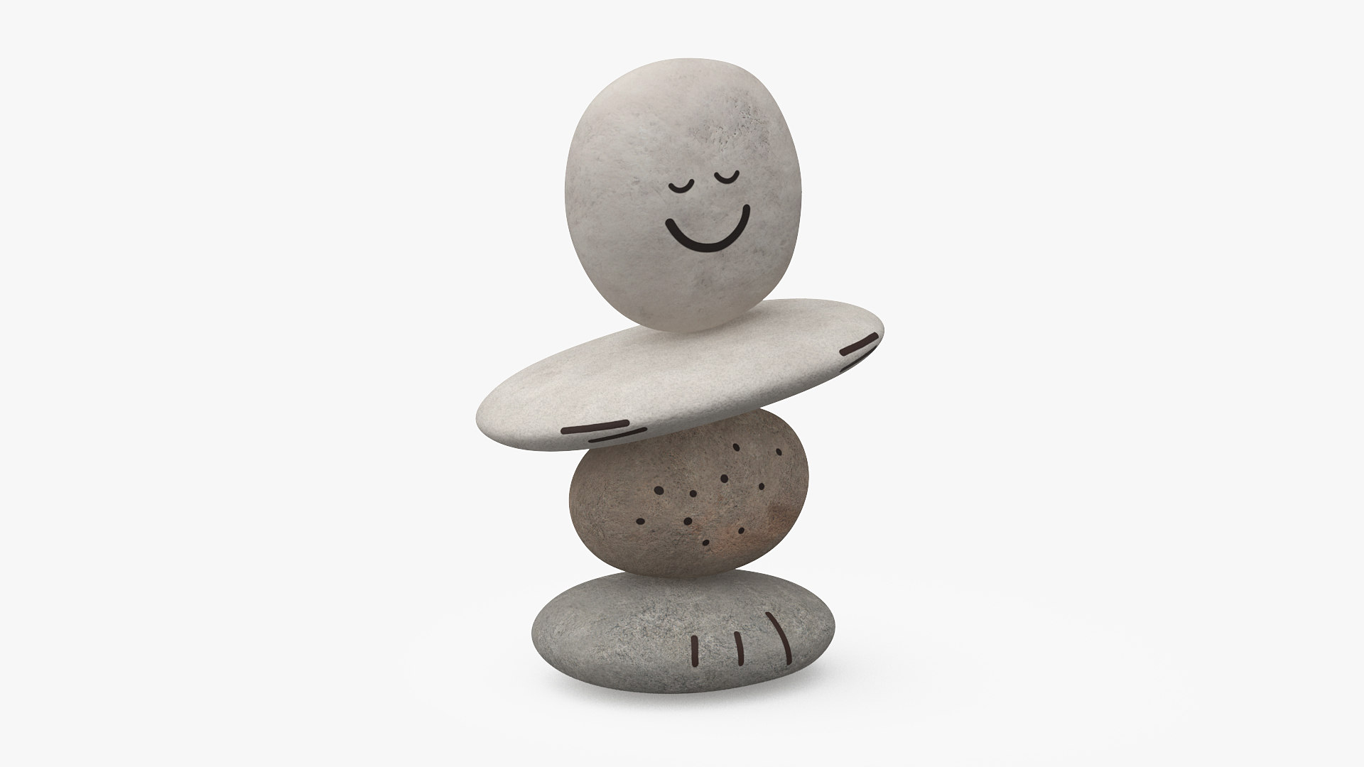 Stack Of Stable Pebble Stone With Smiling Face Model - TurboSquid 2276368