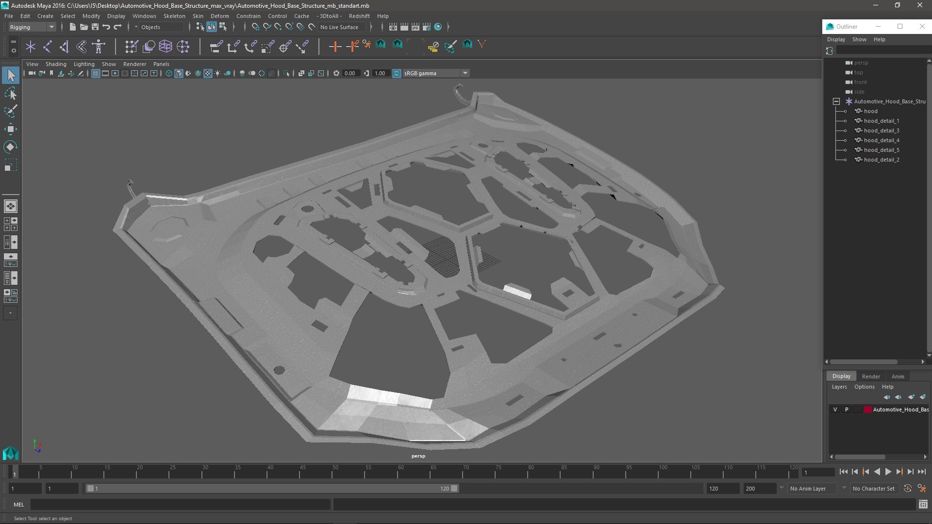 Automotive Hood Base Structure 3D Model - TurboSquid 2215826
