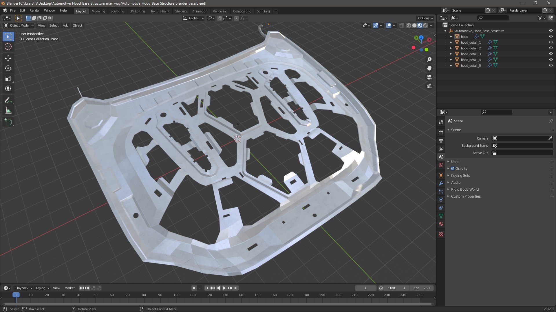 Automotive Hood Base Structure 3D Model - TurboSquid 2215826