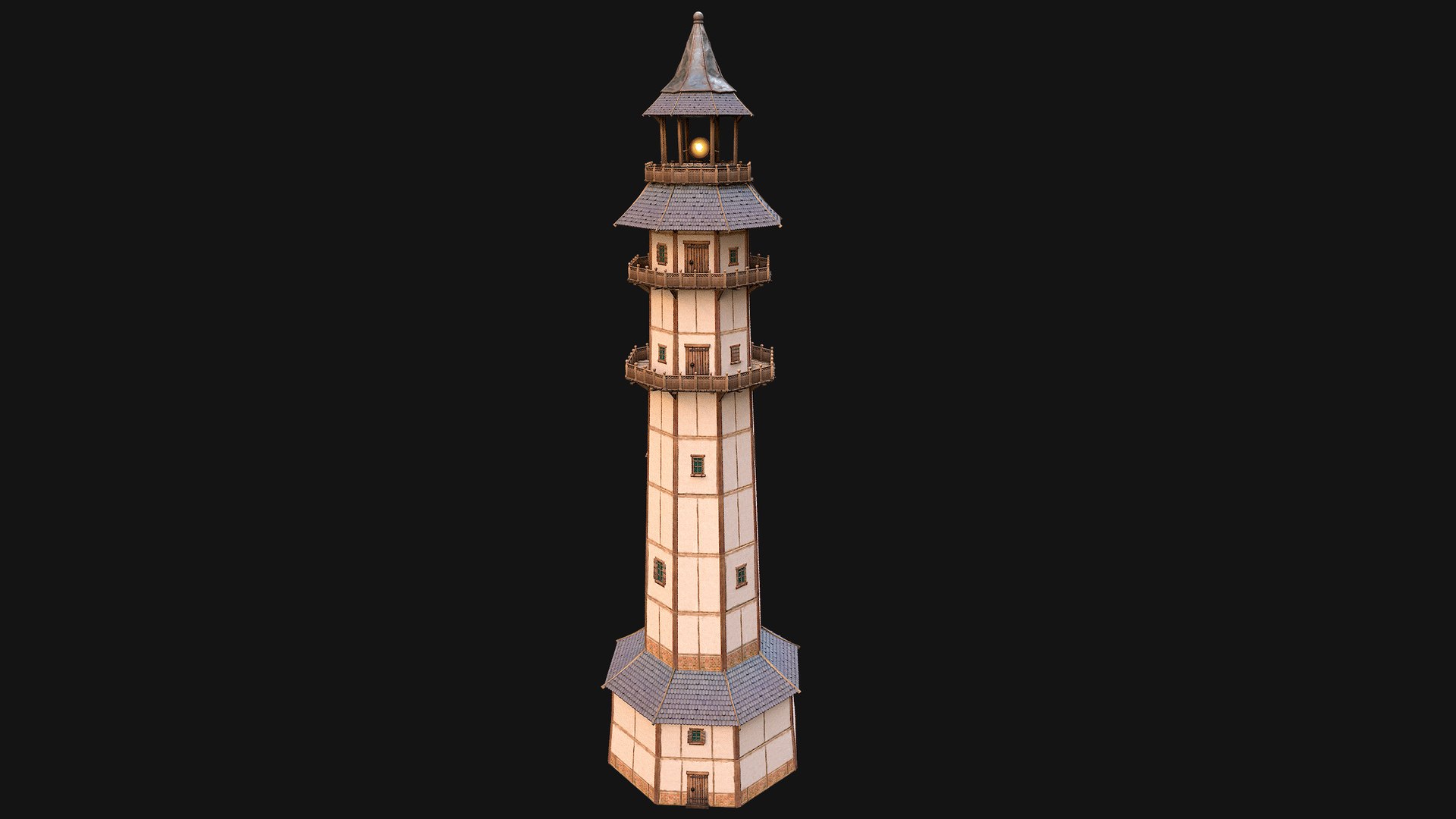 3D Medieval Lighthouse Tower With Interior - TurboSquid 2195499