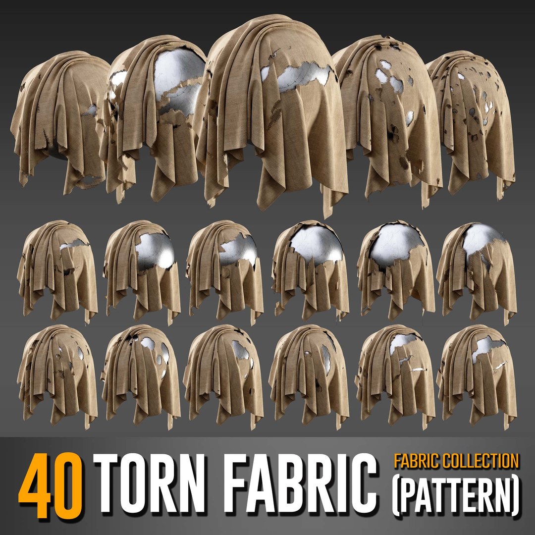 3D 40 Torn Fabric Collection- VOL 04 - TurboSquid 2245597
