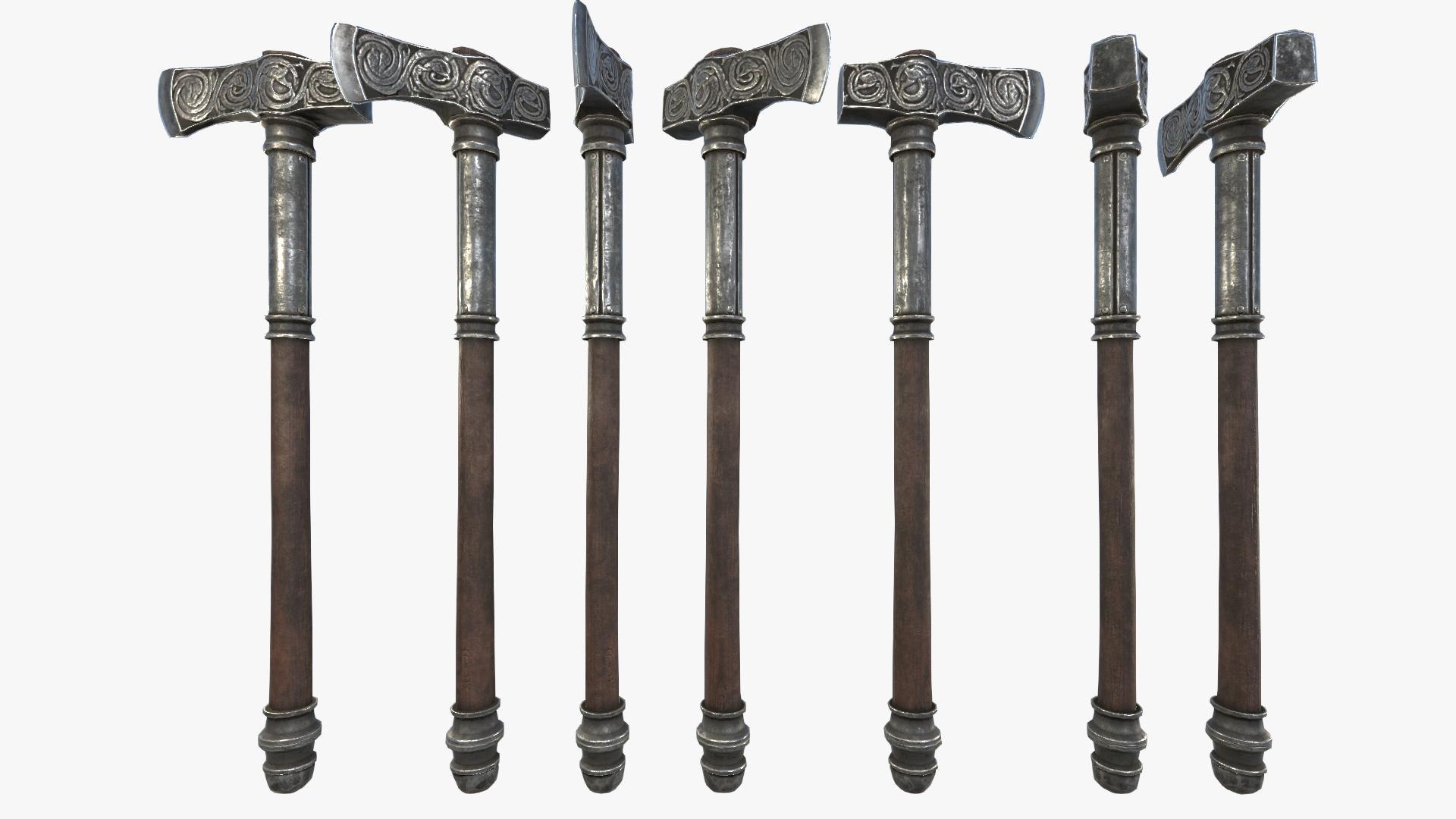 3D Fantasy Axe RPG Splitting Maul Pickaxe Mattock Double Axe Great Axe ...