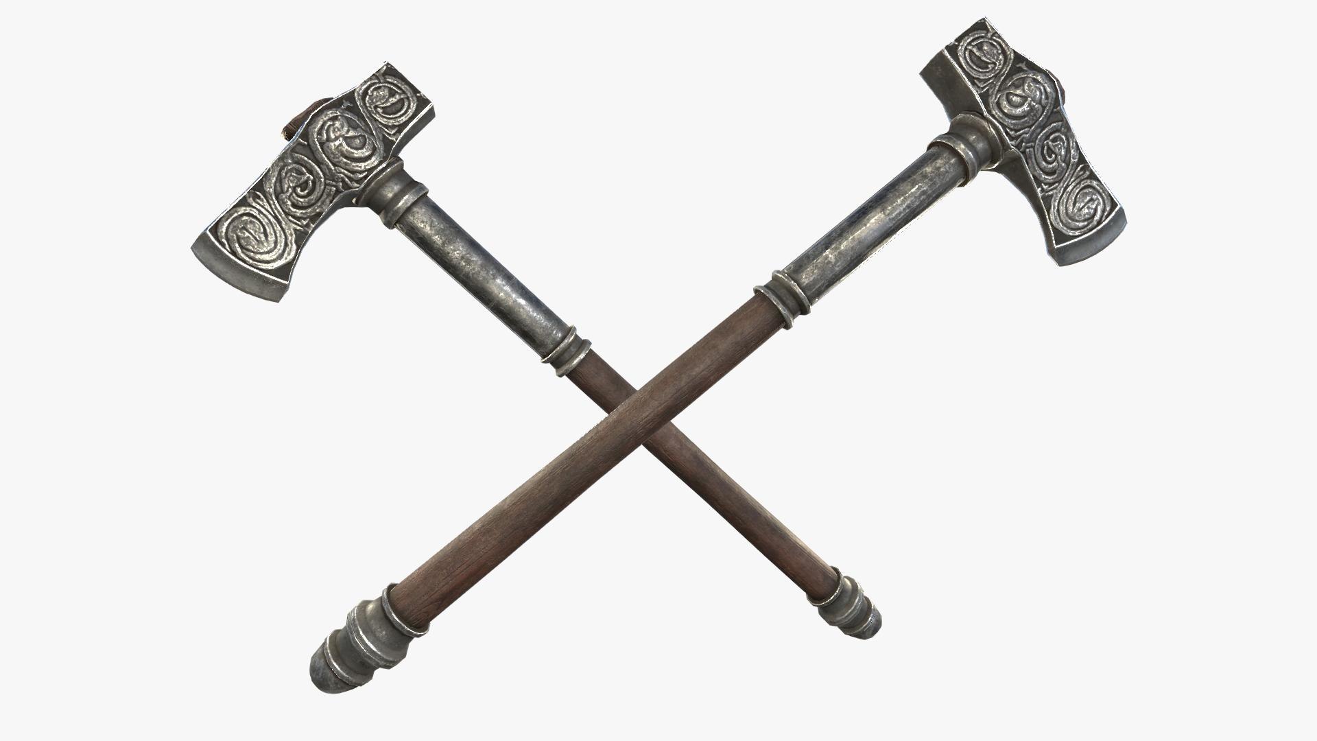 3D Fantasy Axe RPG Splitting Maul Pickaxe Mattock Double Axe Great Axe ...