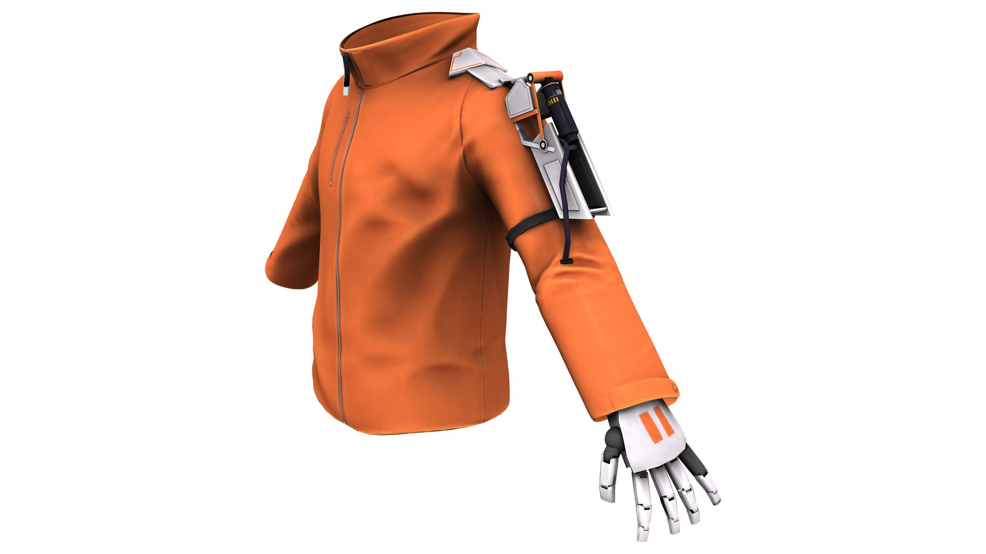 Male Orange Cyberpunk Jacket Coat 3D Model - TurboSquid 2073337