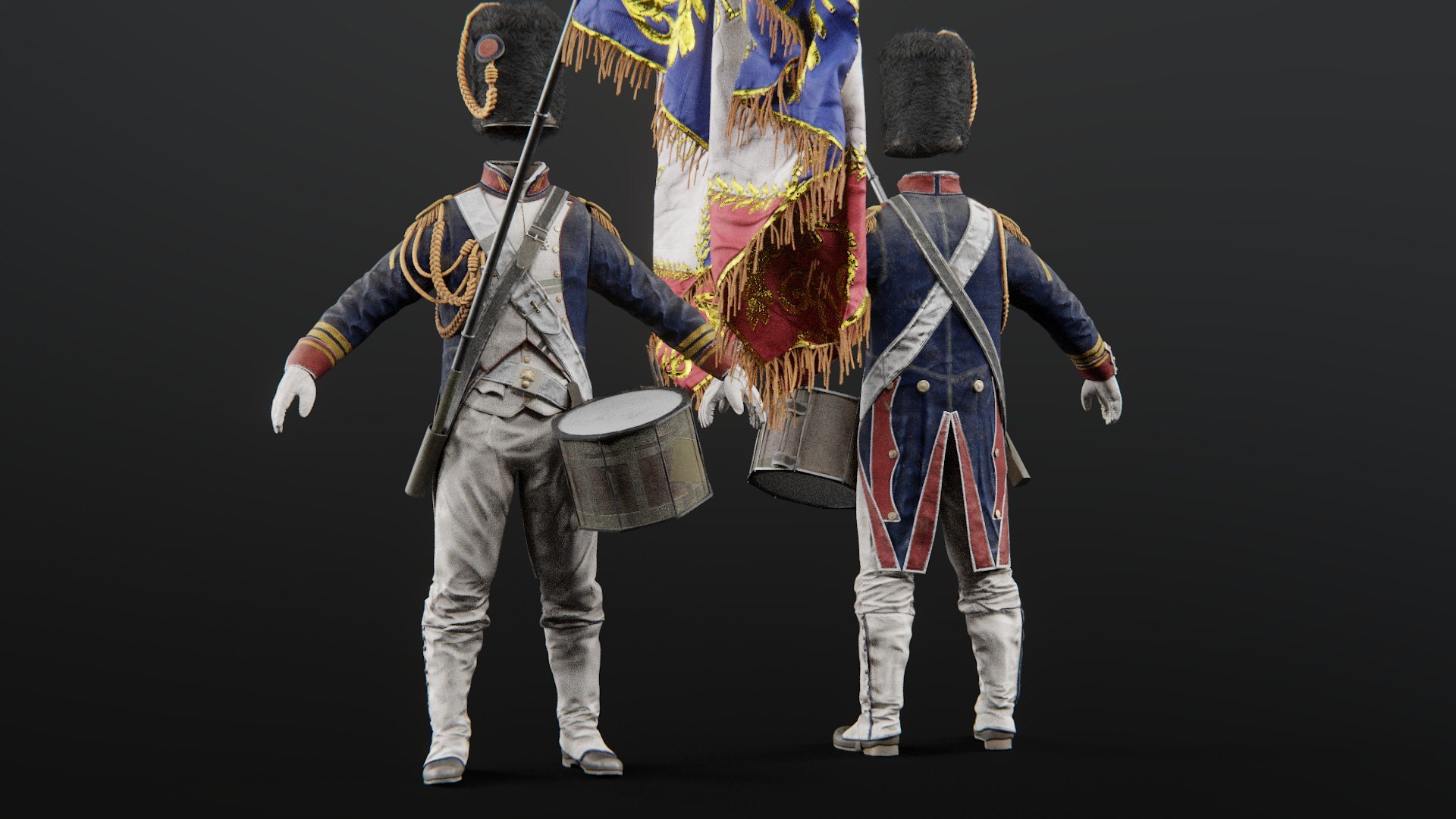 Soldier Napoleon Flag Bearer Model - TurboSquid 2015504