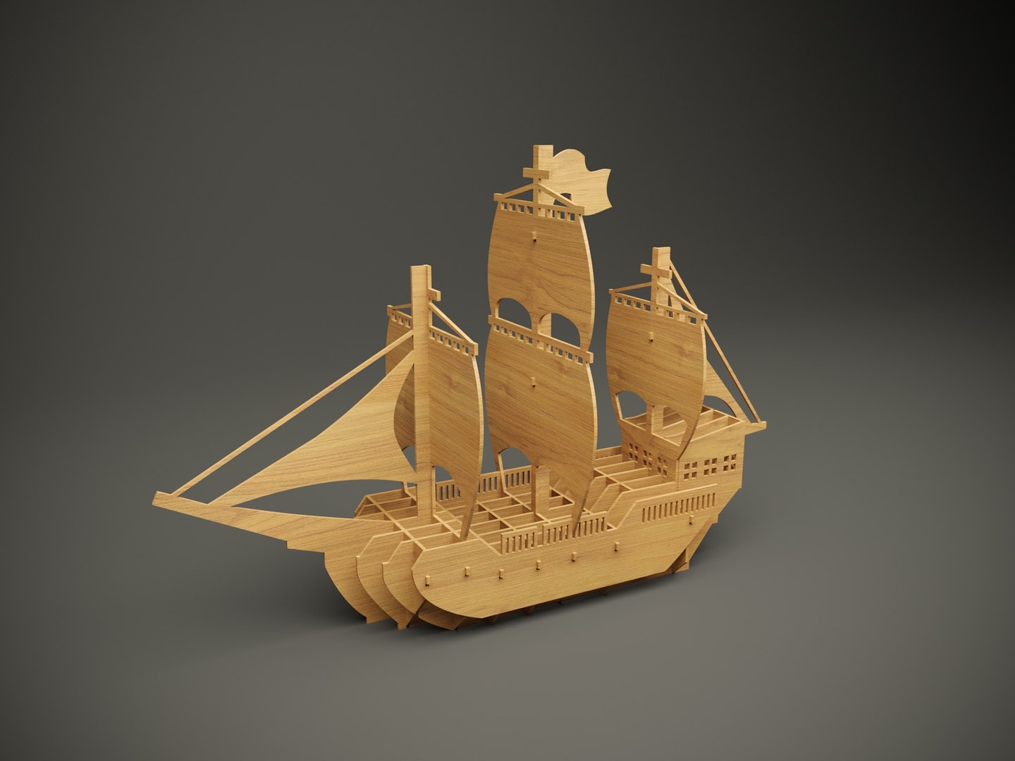 3D Wood Parametric Decor Sailing Ship Model For Cnc Model - TurboSquid ...