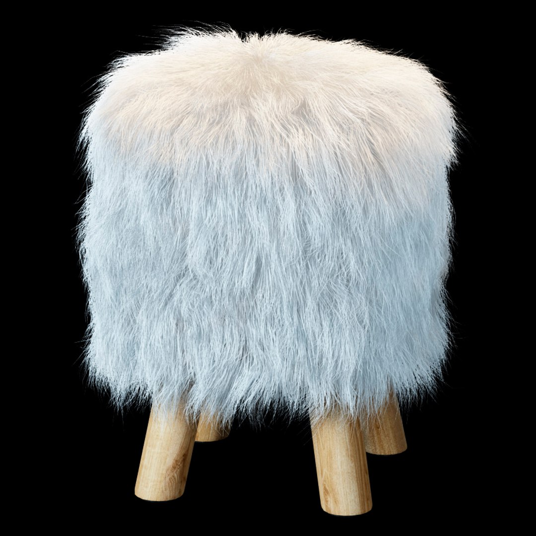 3d Faux Fur Stool Model