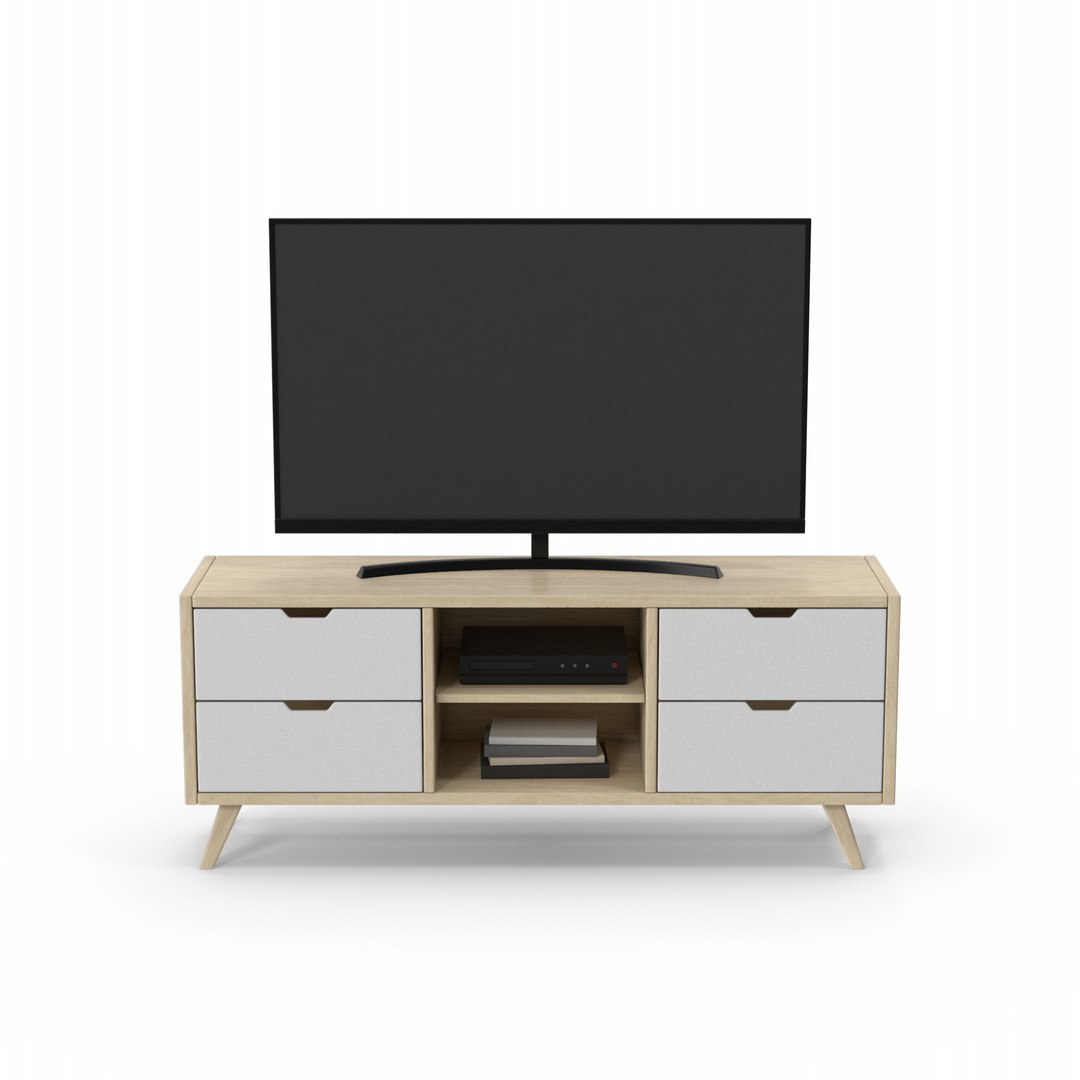 3D Wooden TV Stand Set - TurboSquid 2113821