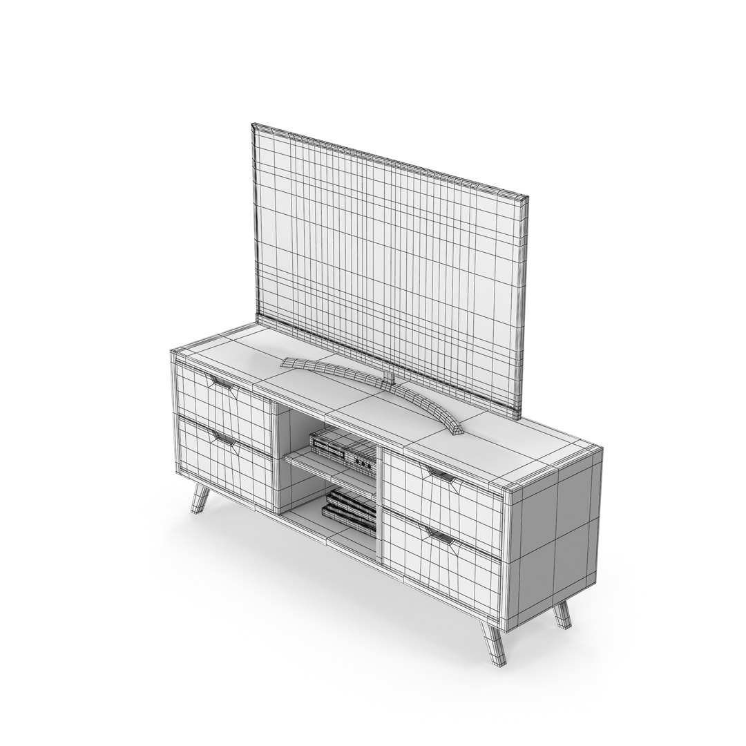 3D Wooden TV Stand Set - TurboSquid 2113821