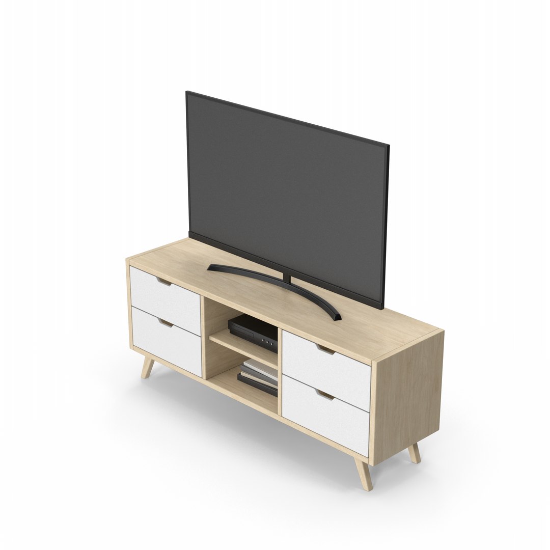 3D Wooden TV Stand Set - TurboSquid 2113821