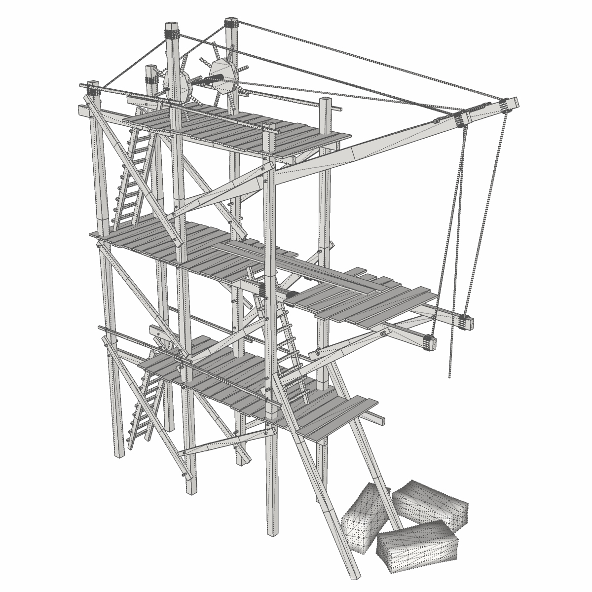 wooden scaffolding 3ds