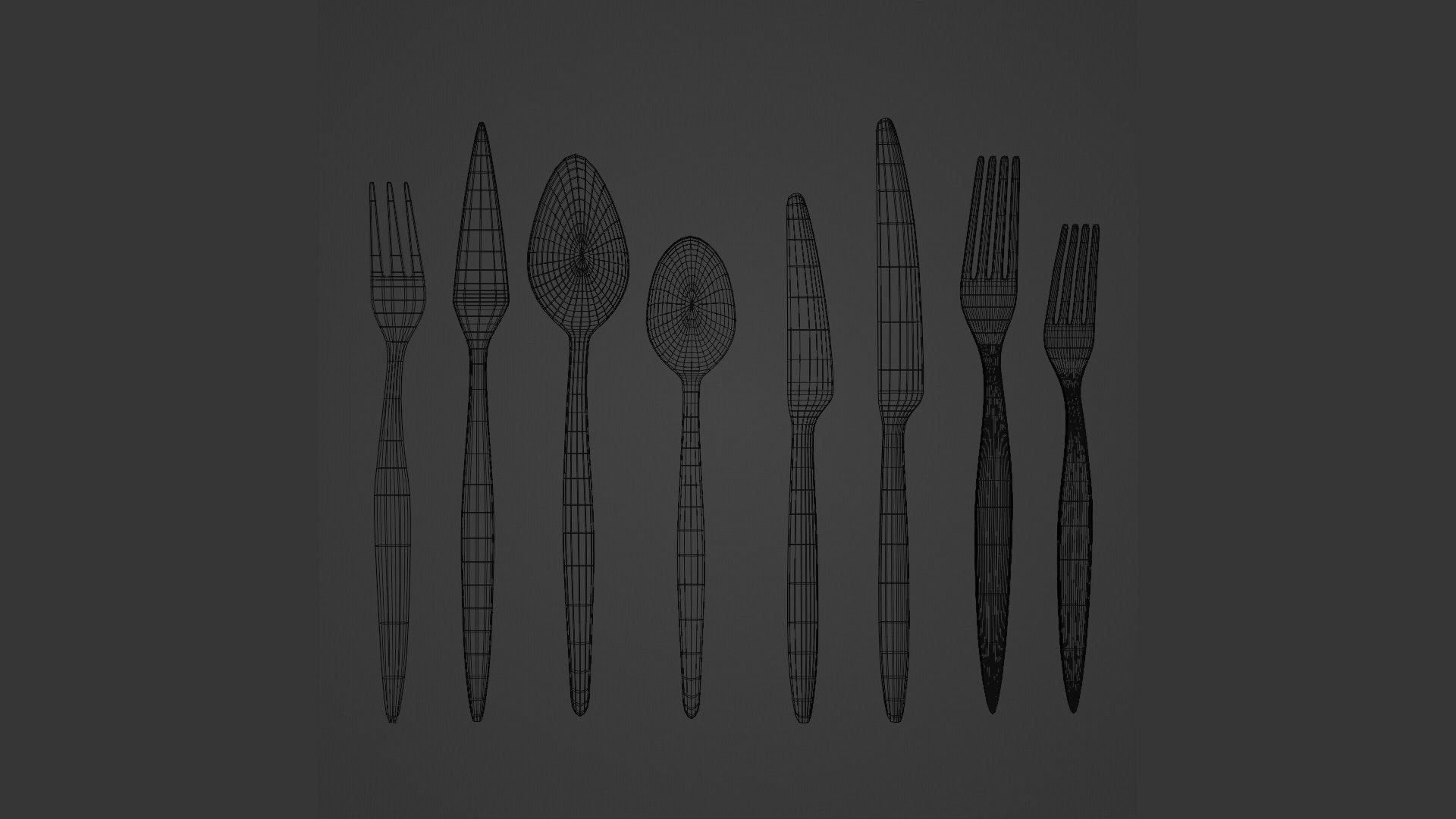 3D model Cutlery Set - 8 Pieces - TurboSquid 1937388