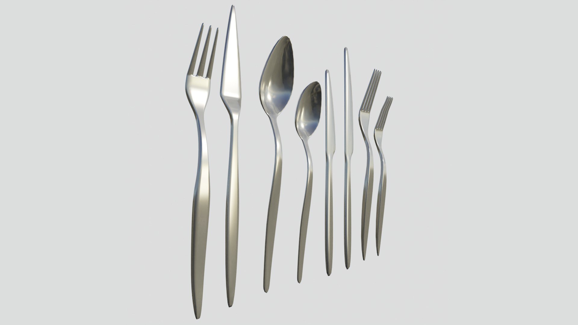 3D model Cutlery Set - 8 Pieces - TurboSquid 1937388