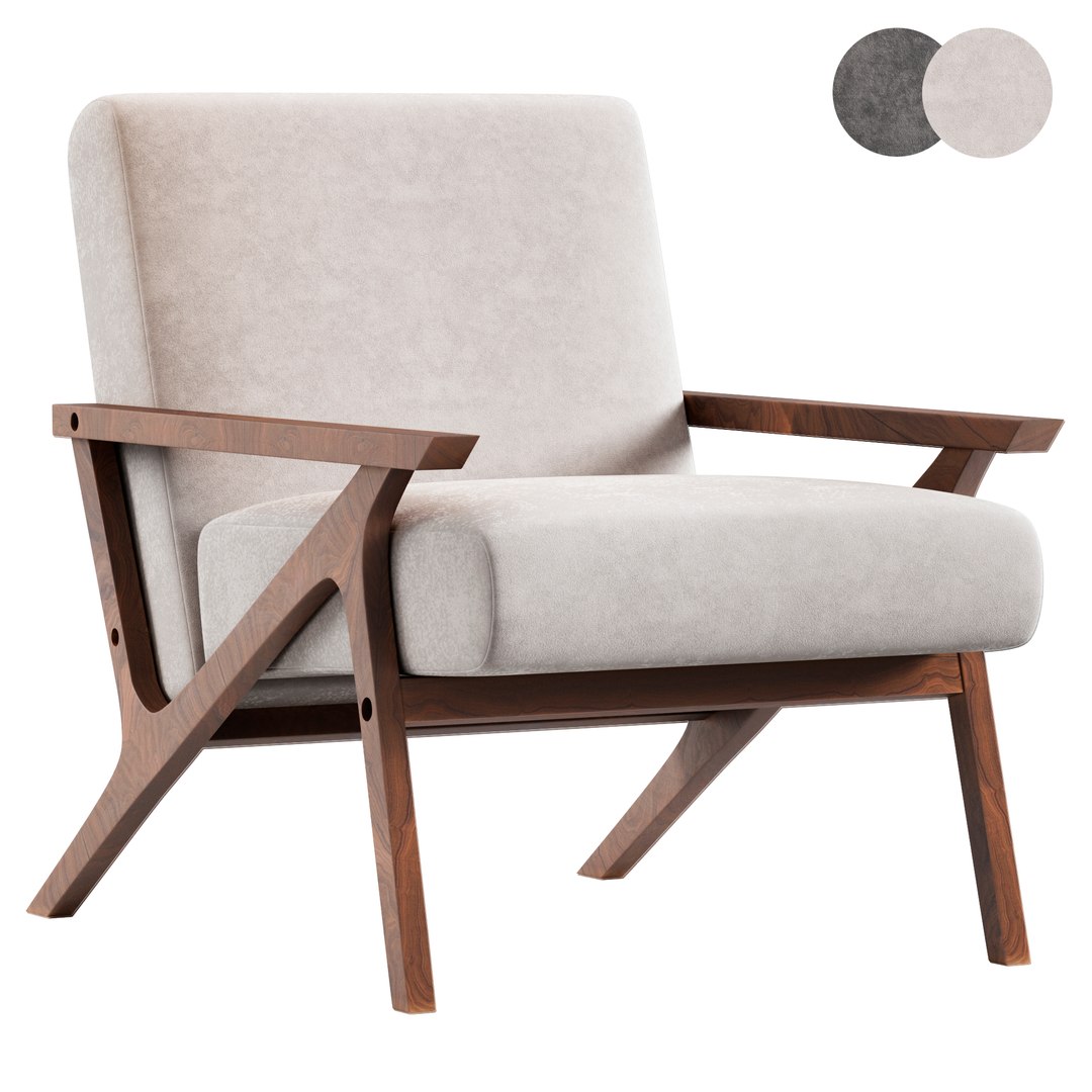 Modrest Candea Mid Century Walnut Armchair Model - TurboSquid 2115282