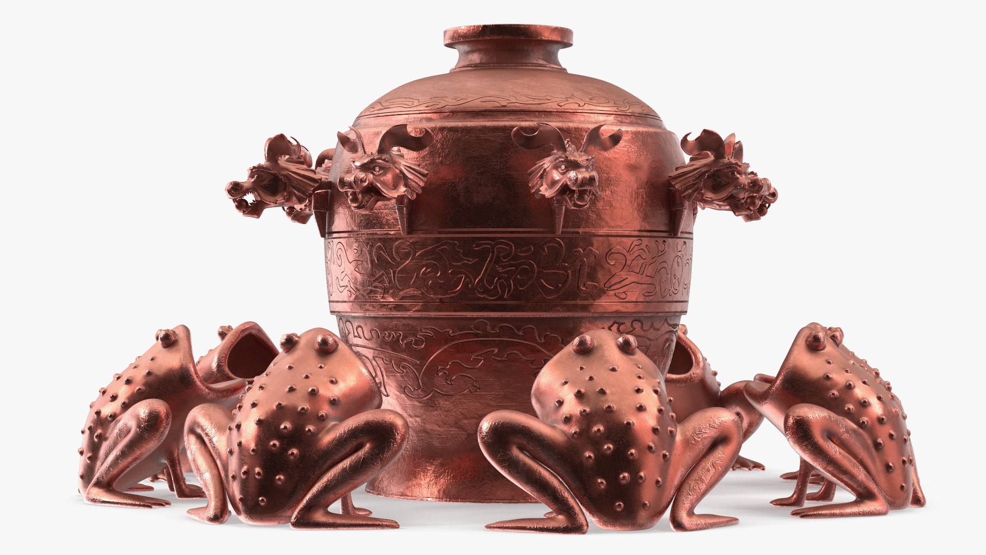 Ancient Earthquake Jar With Frogs Copper 3D Model - TurboSquid 2417326