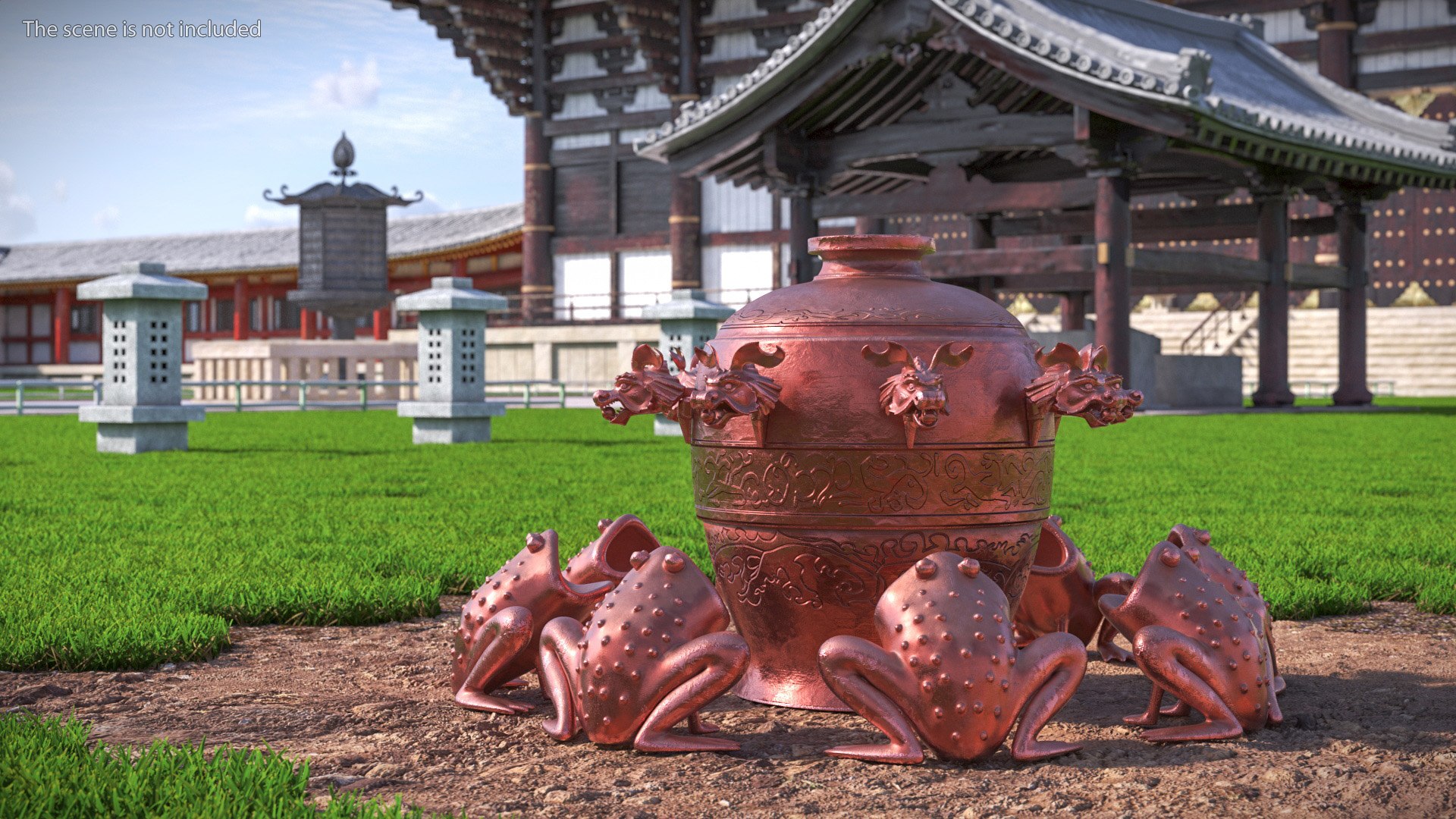 Ancient Earthquake Jar With Frogs Copper 3D Model - TurboSquid 2417326