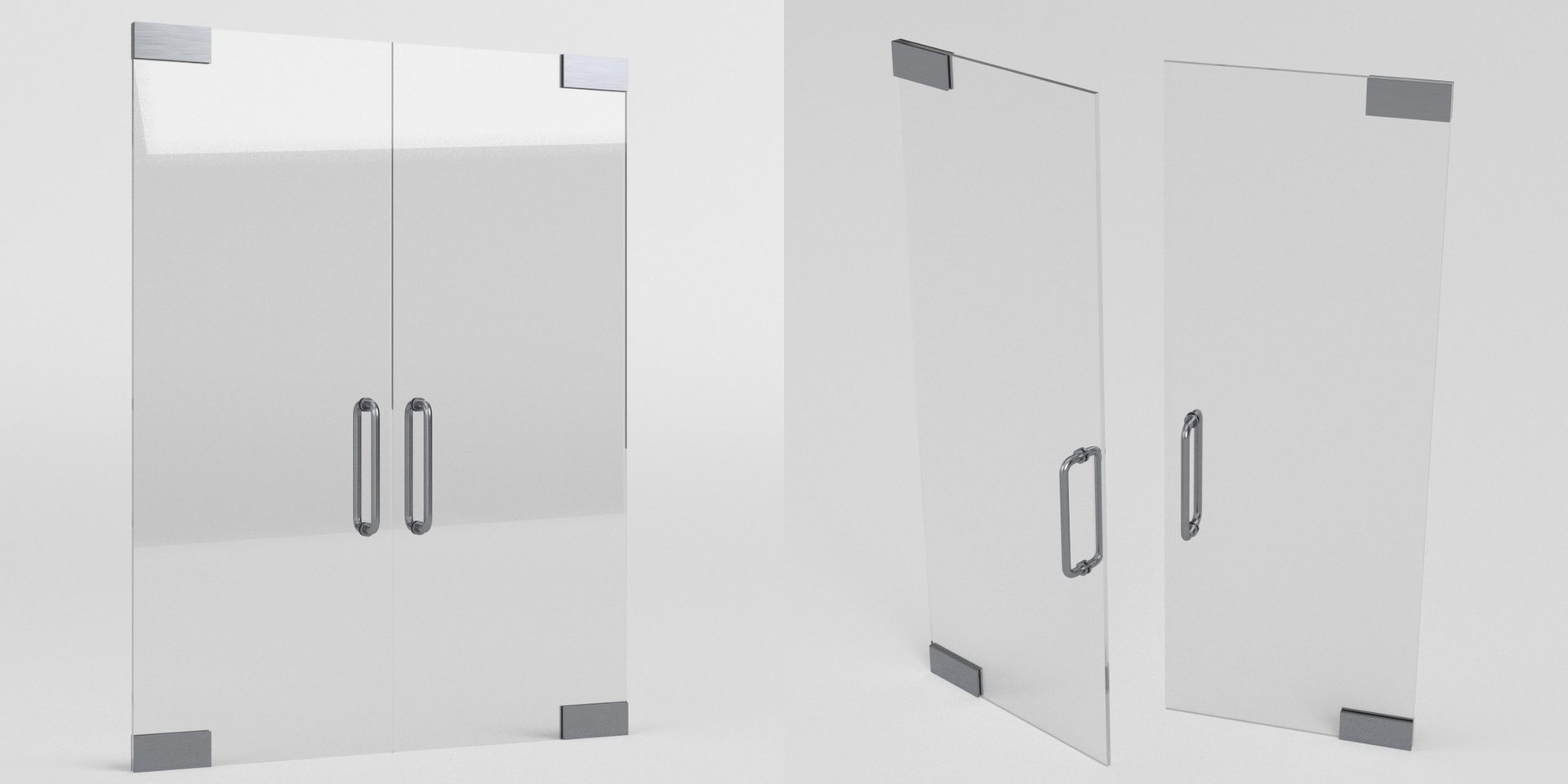 3D Frameless Glass Door - TurboSquid 1605665