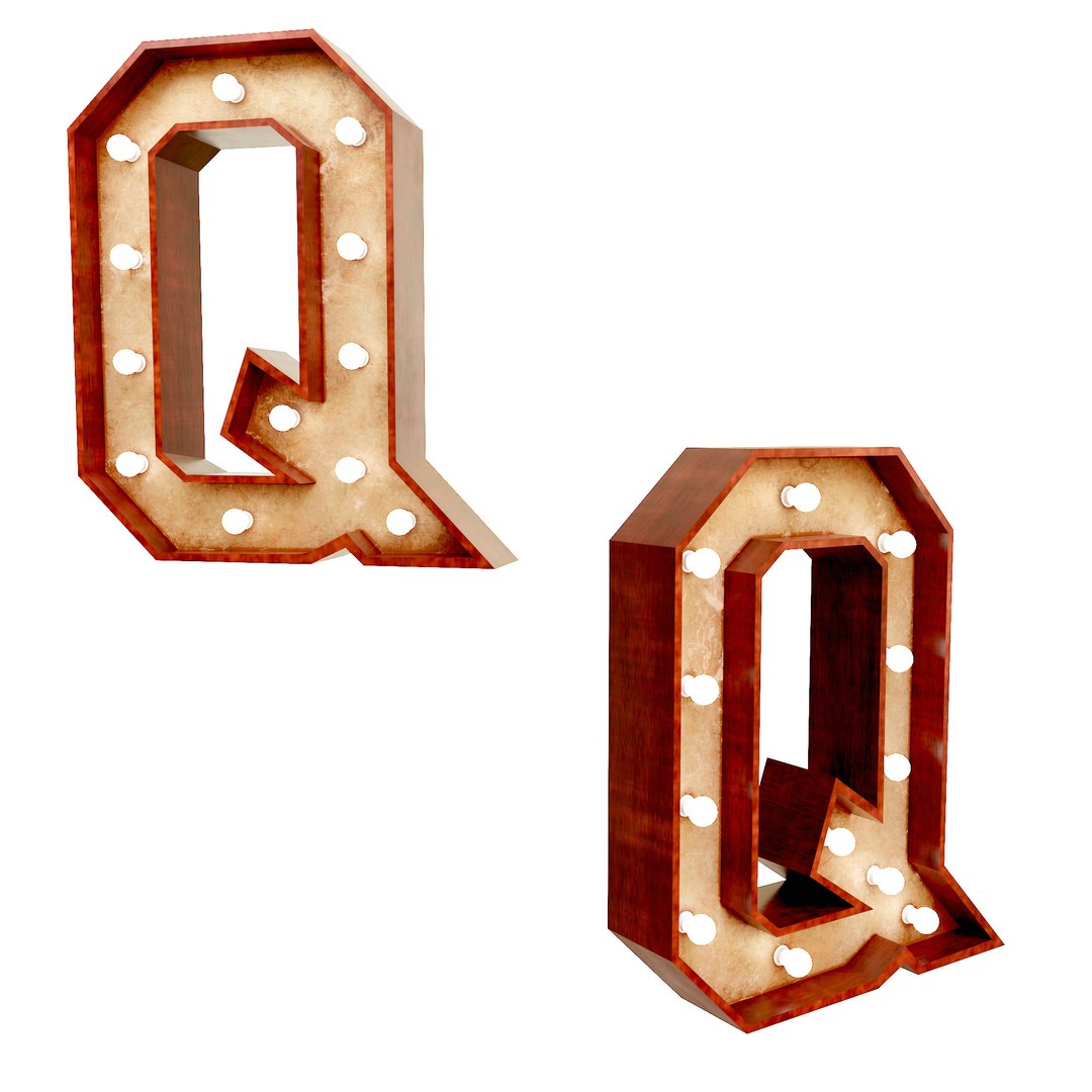 3D Model Marquee Q Wooden Glow Sign 3dmodel - TurboSquid 1976004