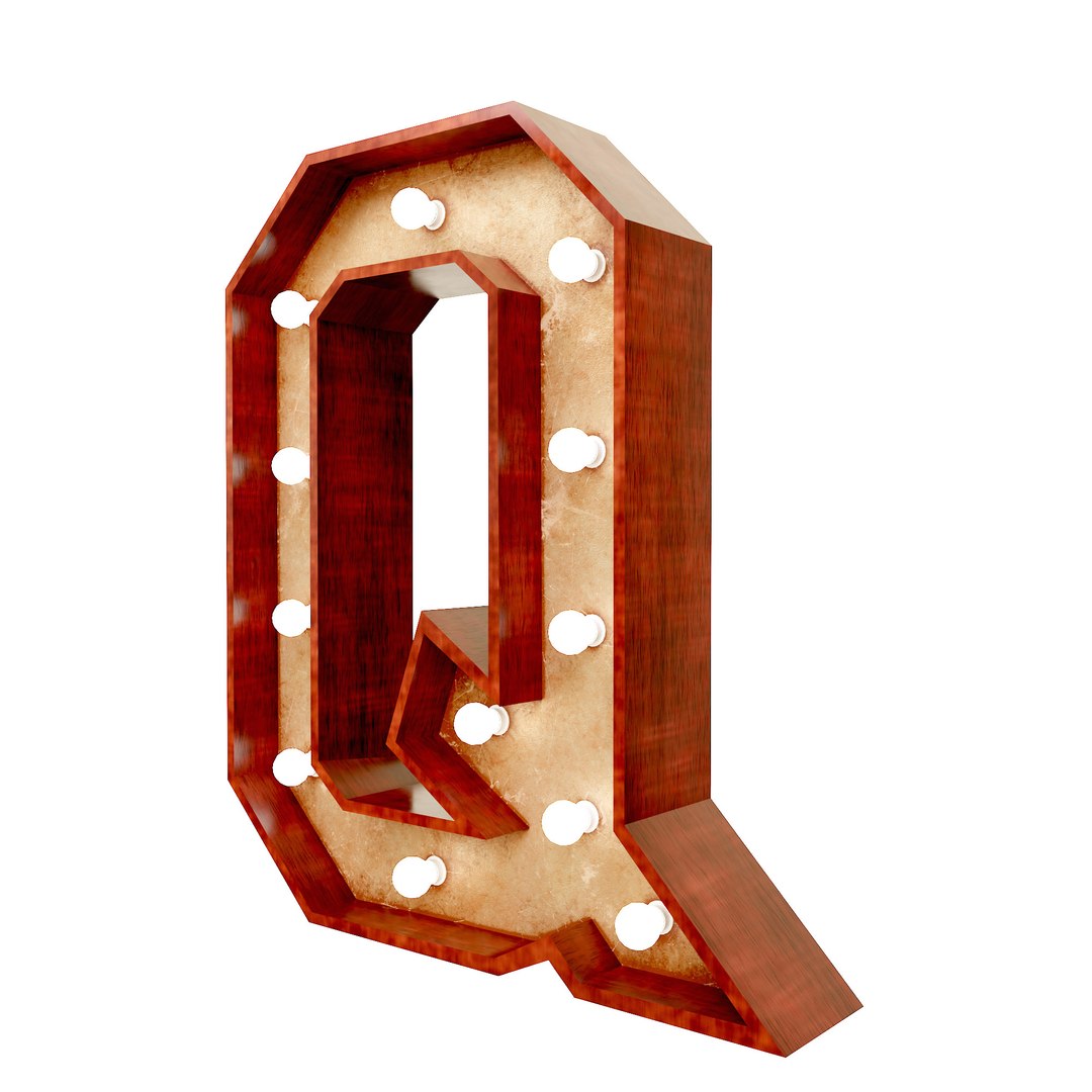 3D Model Marquee Q Wooden Glow Sign 3dmodel - TurboSquid 1976004