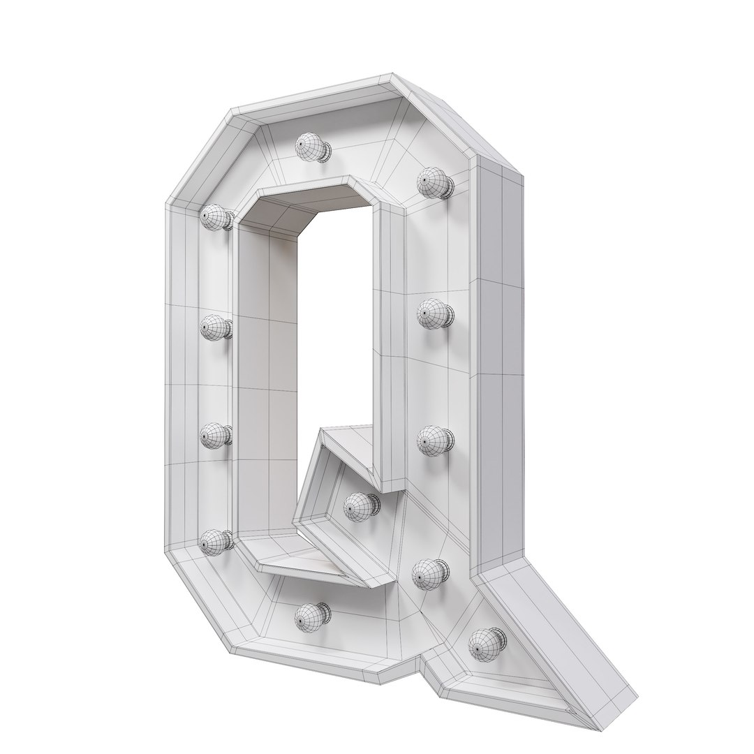 3D Model Marquee Q Wooden Glow Sign 3dmodel - TurboSquid 1976004