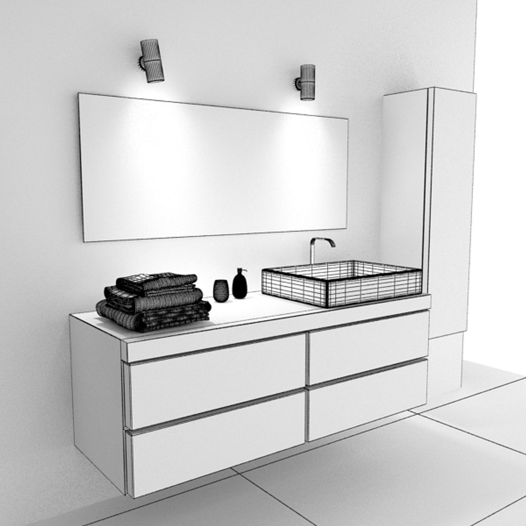 3d bathroom set model