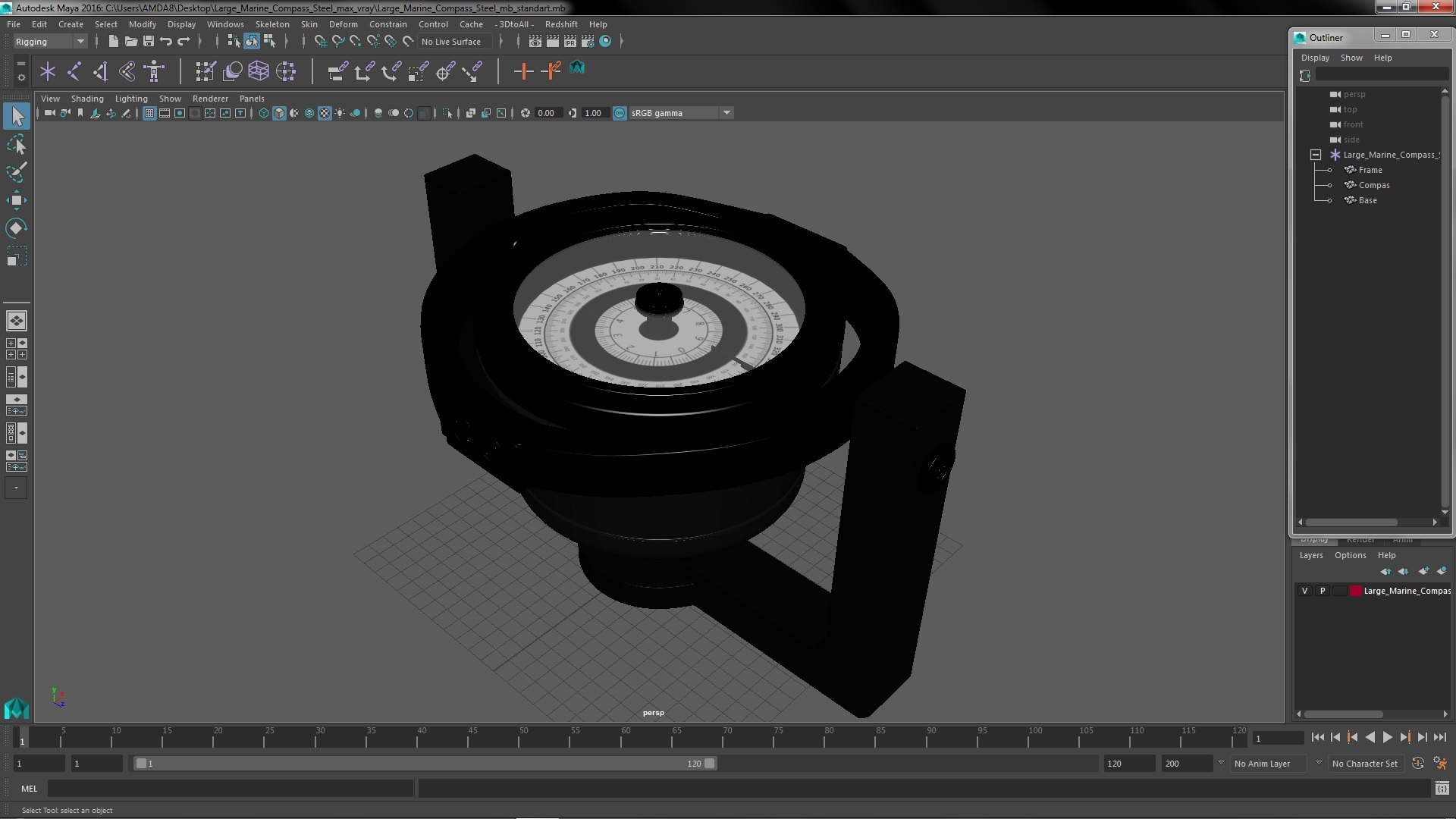 Large Marine Compass Steel 3D Model - TurboSquid 1991652