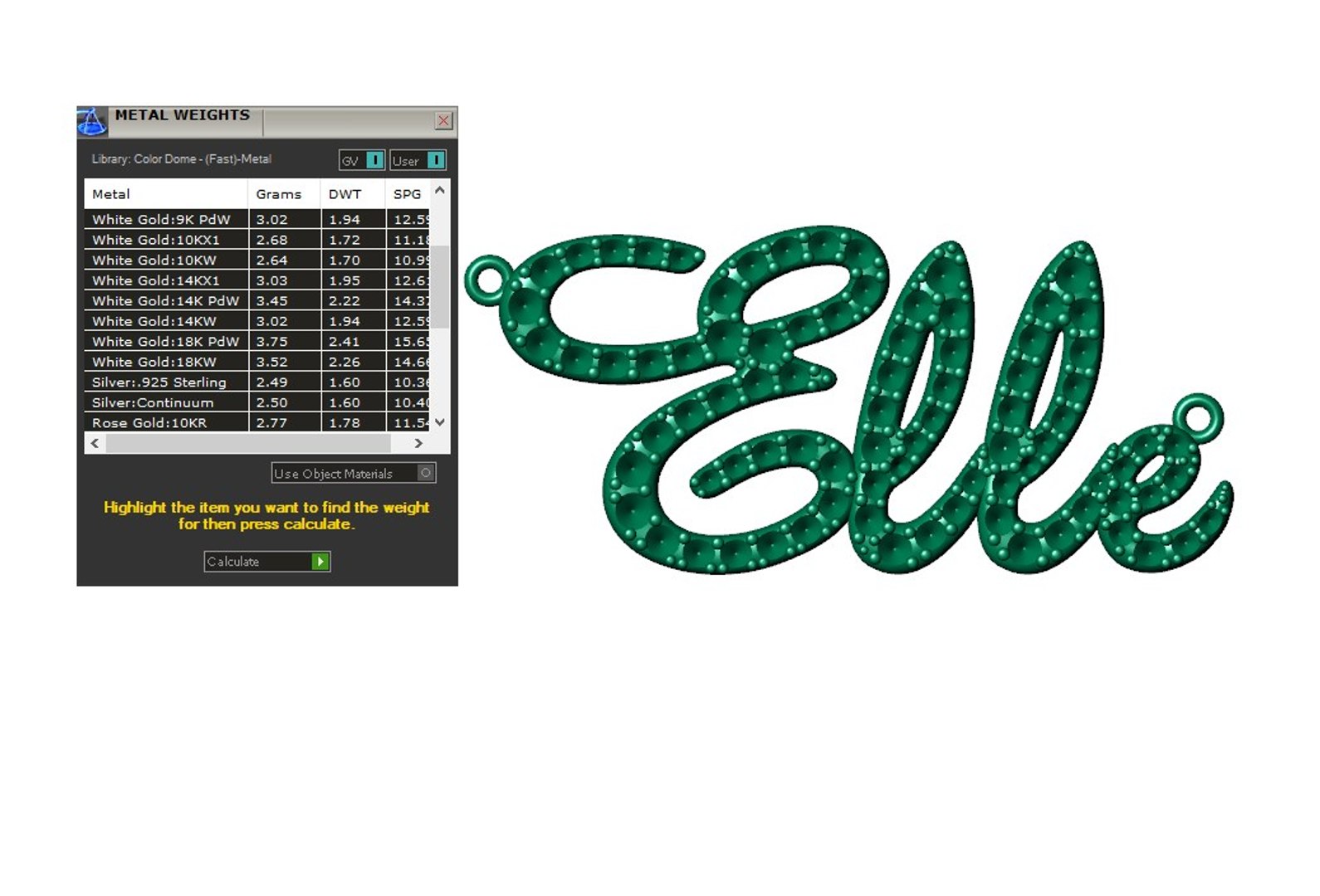 Elle Diamond Set Version Jewelry Font Necklace Pendant Design- EDS-A 3D ...