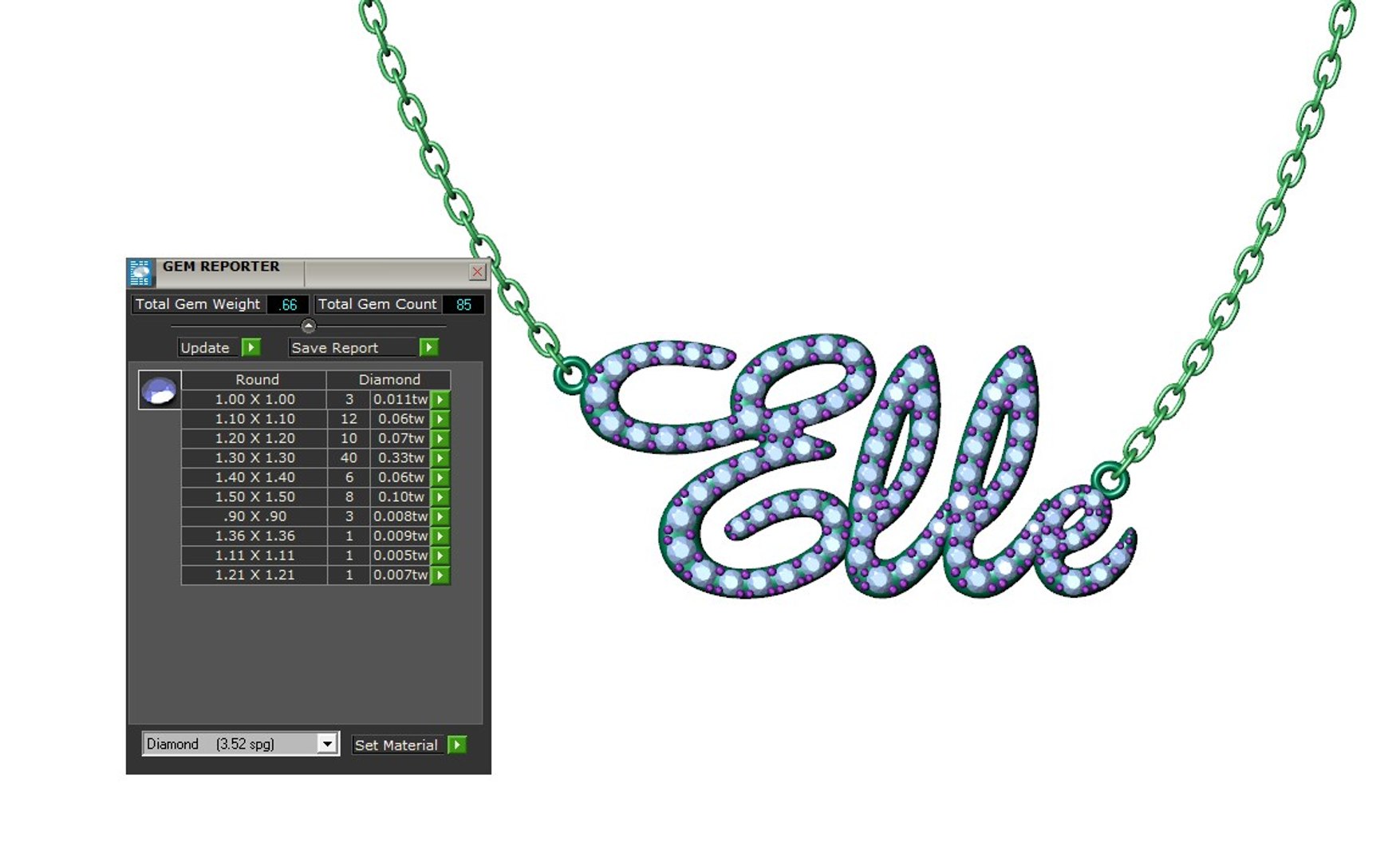 Elle Diamond Set Version Jewelry Font Necklace Pendant Design- EDS-A 3D ...