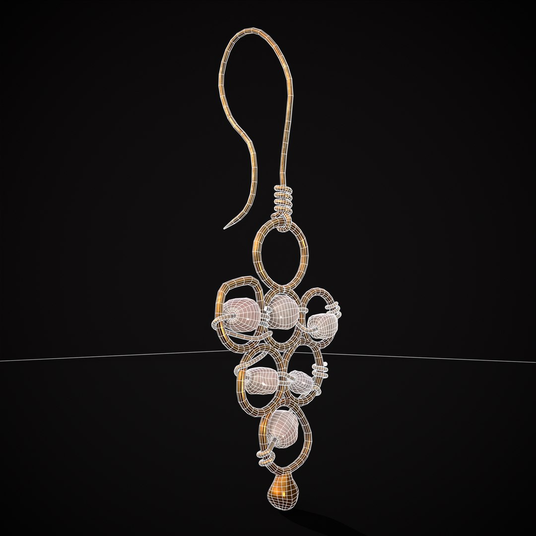 3D Pearl Loop Drop Earrings model - TurboSquid 2078230