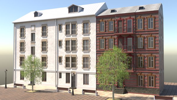 modelo 3d Two types of houses Low-poly 3D model - TurboSquid 2009252