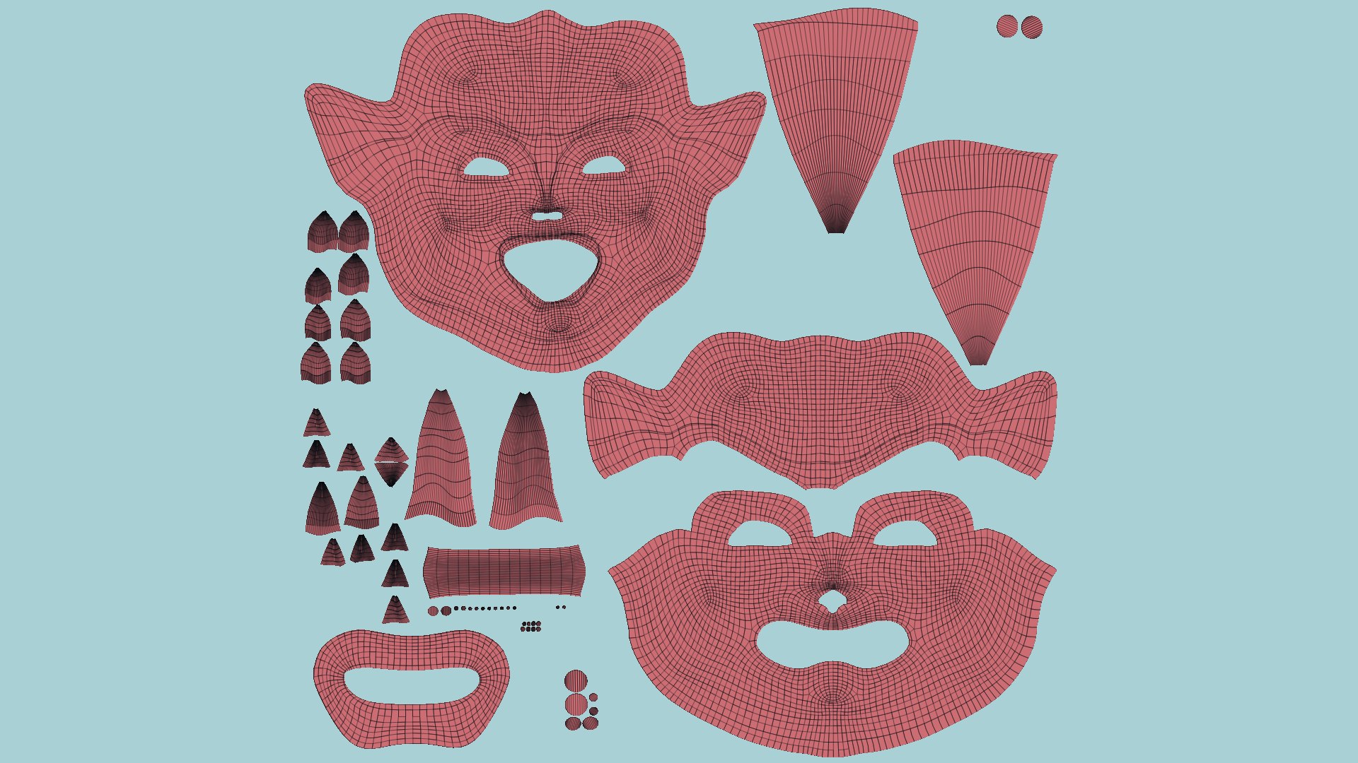 Oni Mask 01 Red Gold - Hannya Fantasy Character Design 3D Model ...