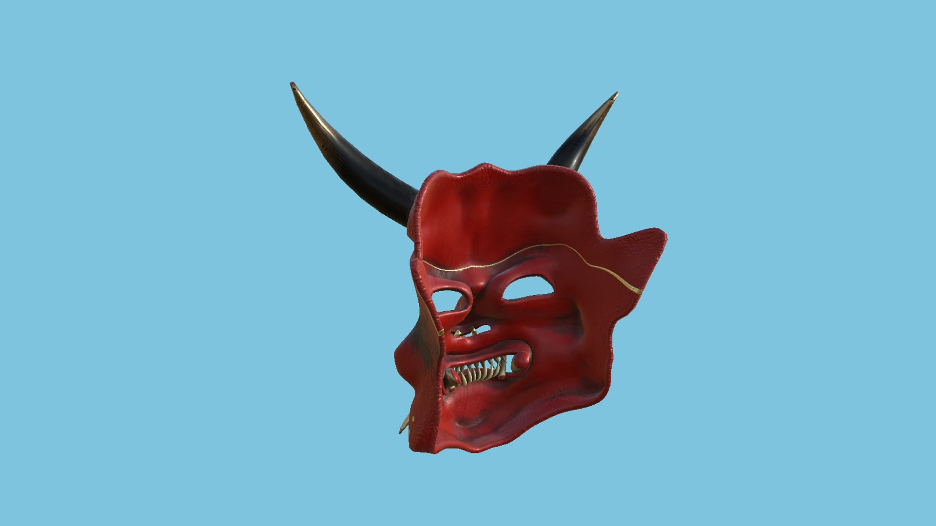 Oni Mask 01 Red Gold - Hannya Fantasy Character Design 3D Model ...
