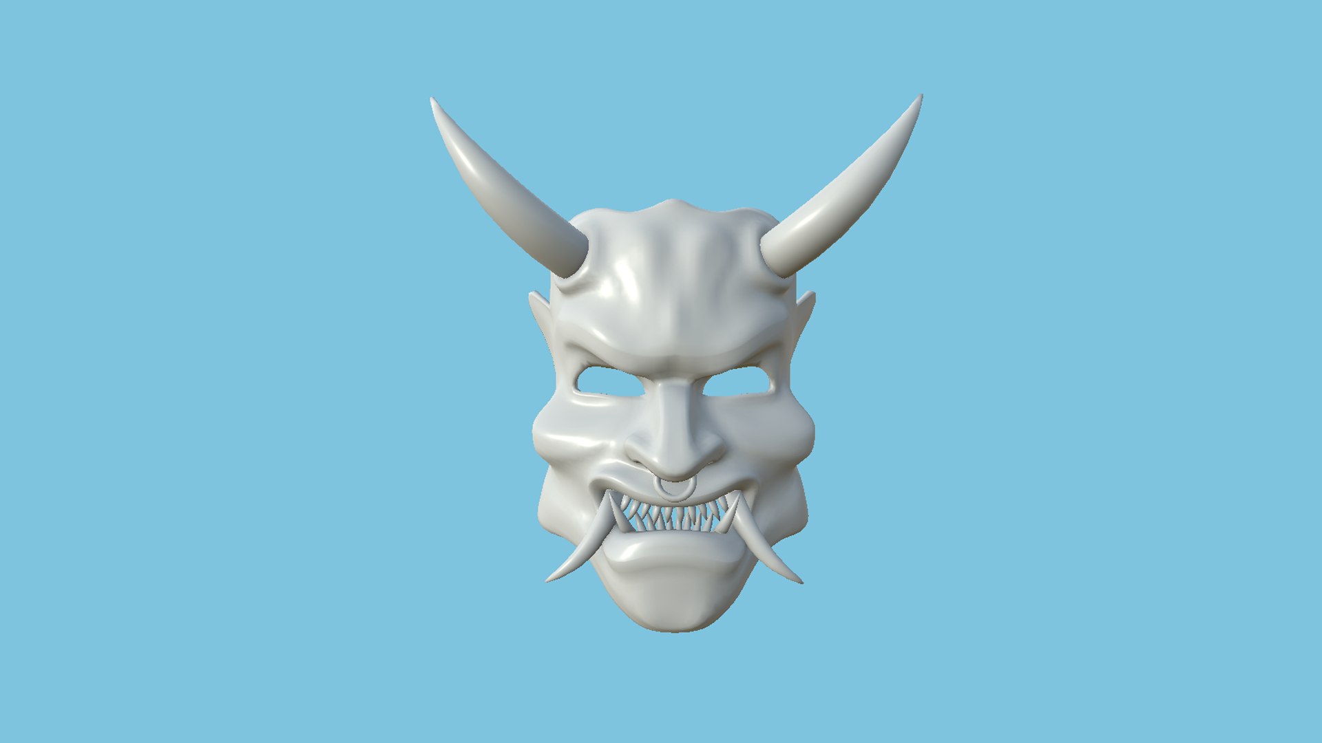 Oni Mask 01 Red Gold - Hannya Fantasy Character Design 3D Model ...