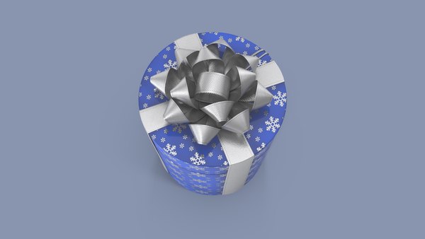 Gift Box Cylinder Label Blue 3D - TurboSquid 1748459