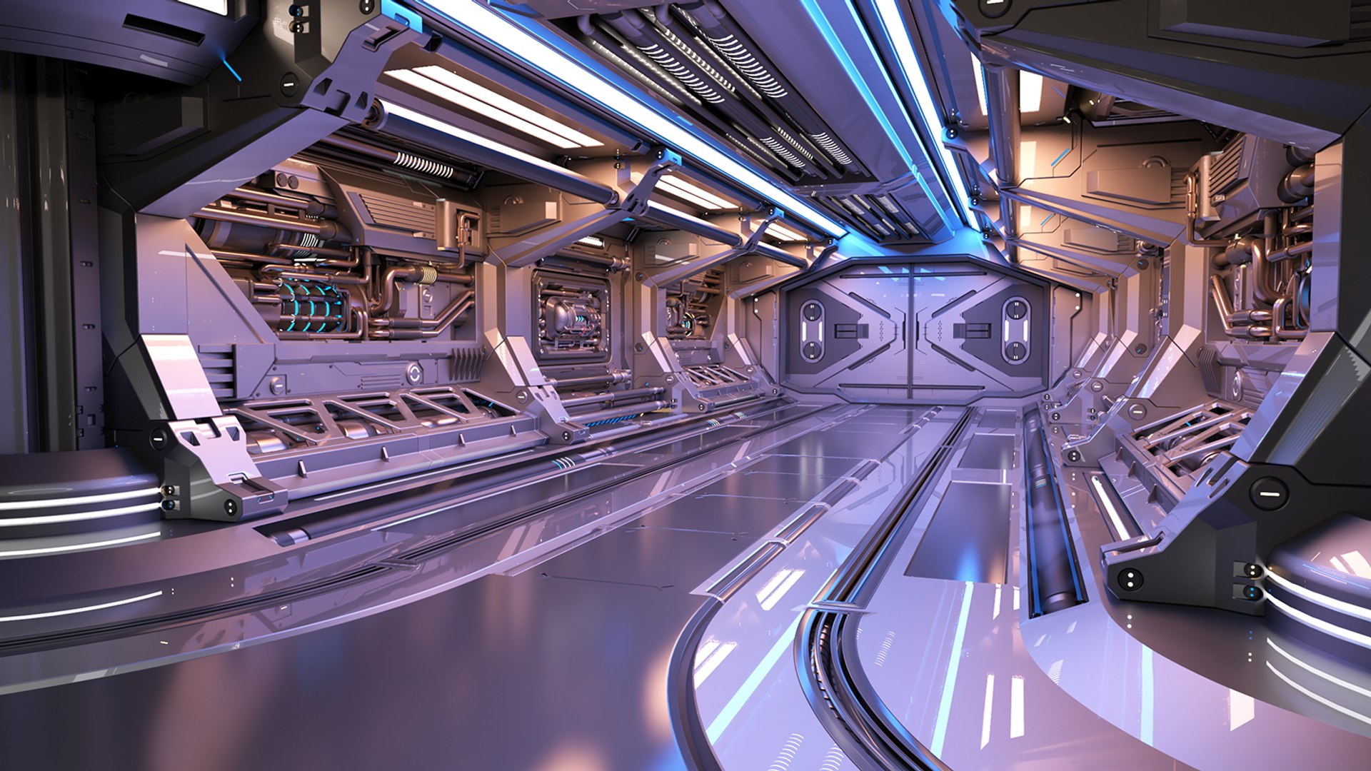 3D Sci-fi Modular Corridor Model - TurboSquid 1503320