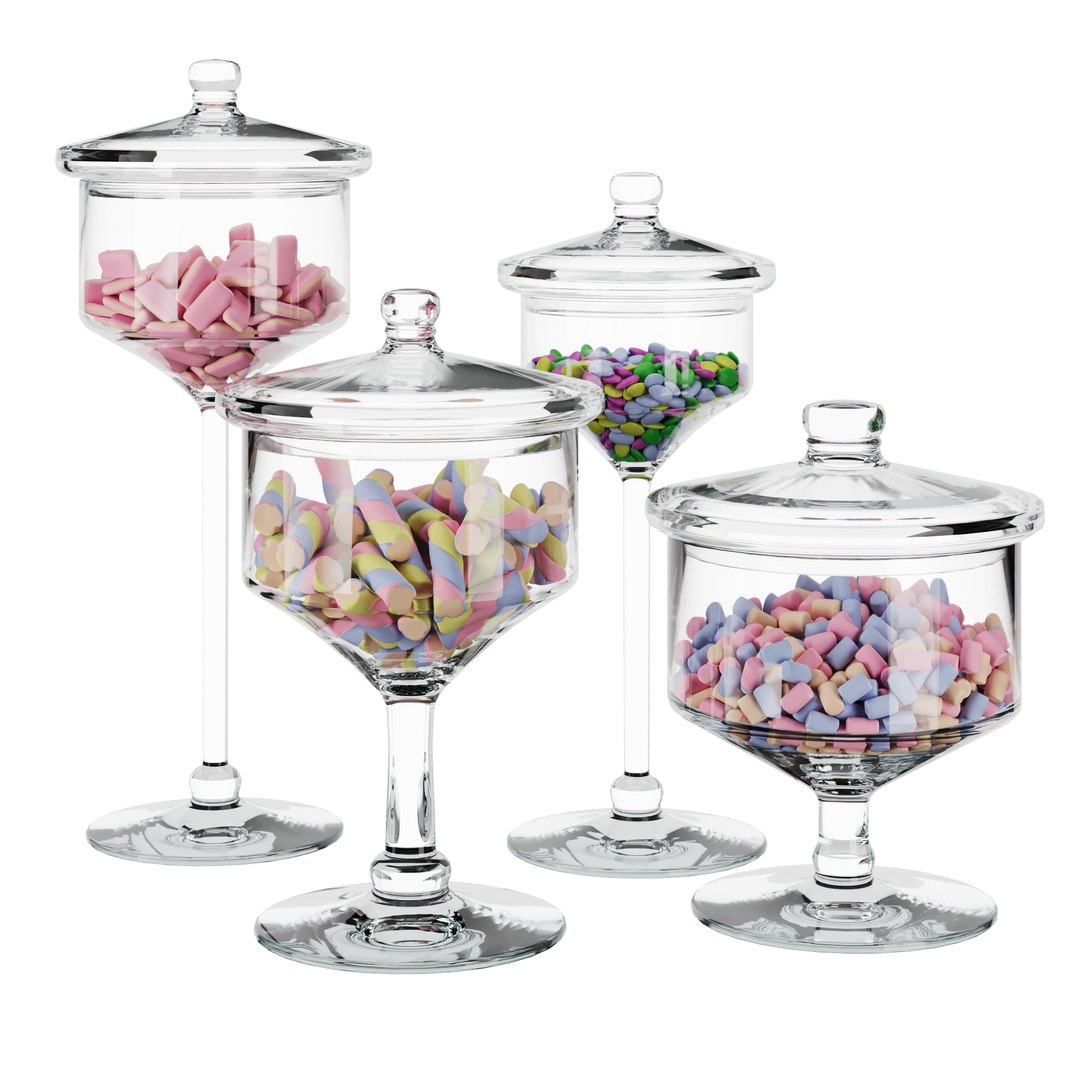 3D Model Set Of Candy Bowls For The Kitchen - TurboSquid 2405349