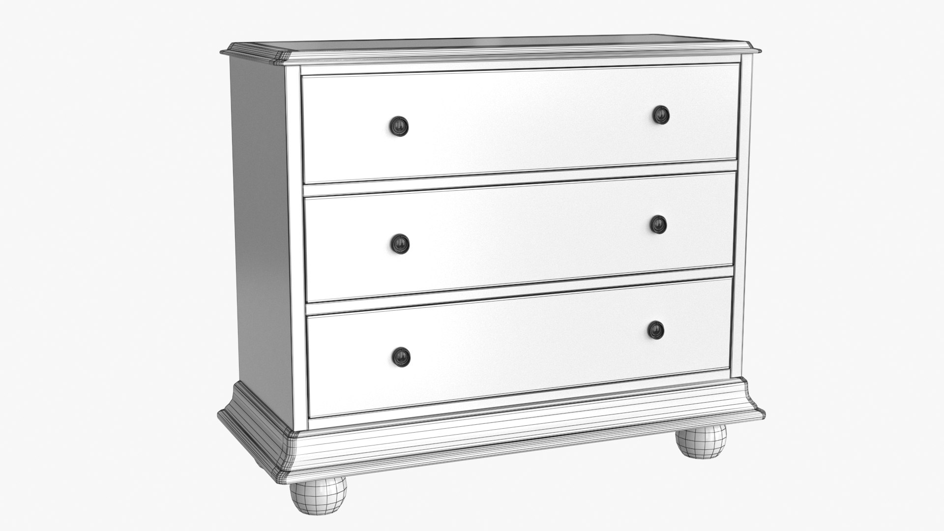 3 Drawer Dresser 3D Model - TurboSquid 2295926
