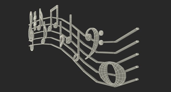 modelo 3d Golden Music Notes Waves - TurboSquid 1430094
