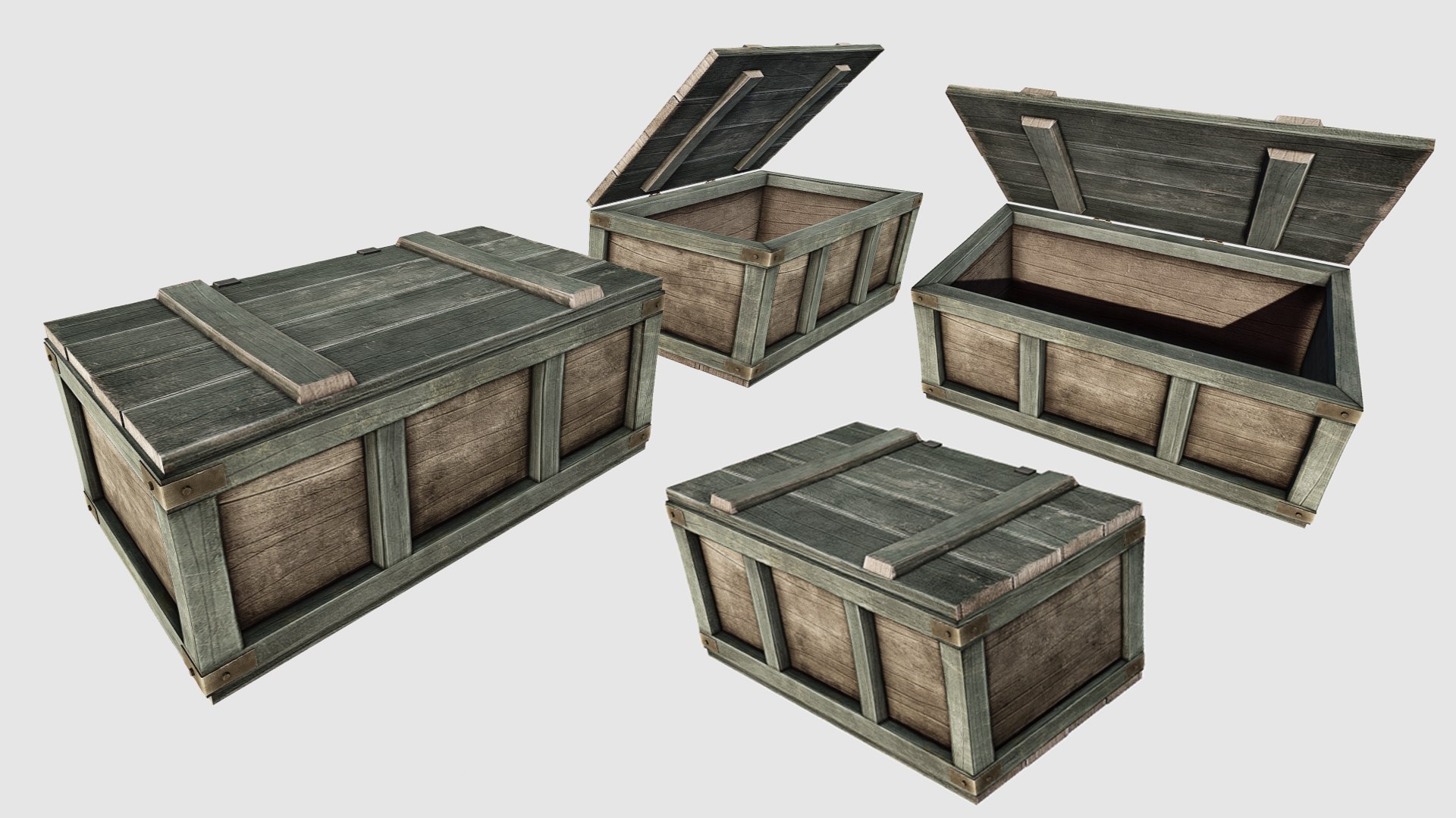 wooden loot crate 01 3d model