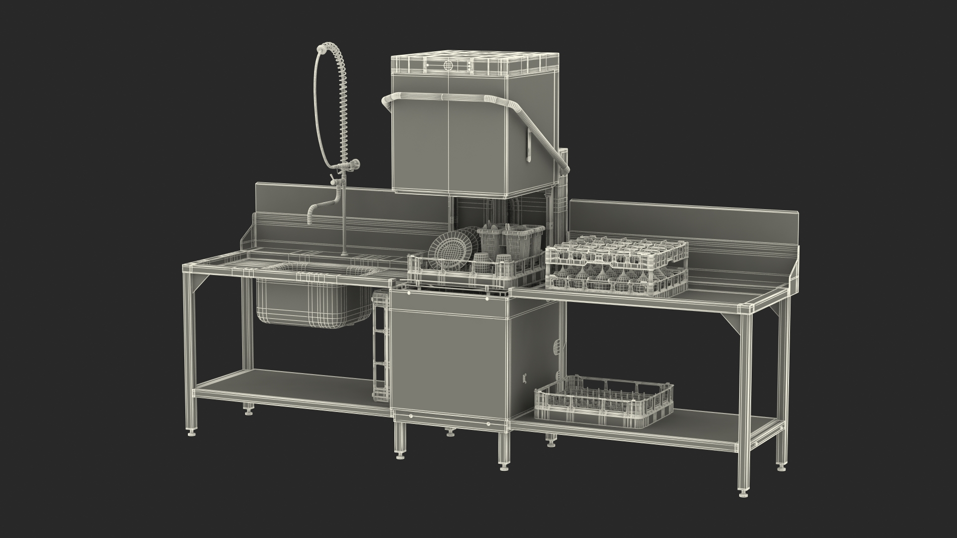 3D Commercial Dishwasher With Dishes Rigged Model - TurboSquid 1980654