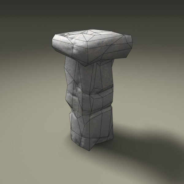 3d model of low-poly stone pillar