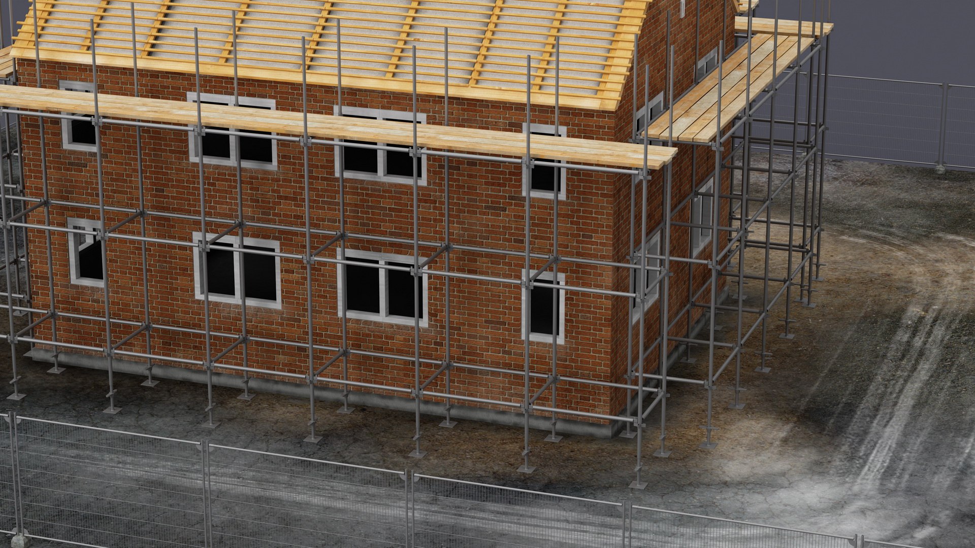 Construction Site House With Scaffolding 3D Model - TurboSquid 2270555