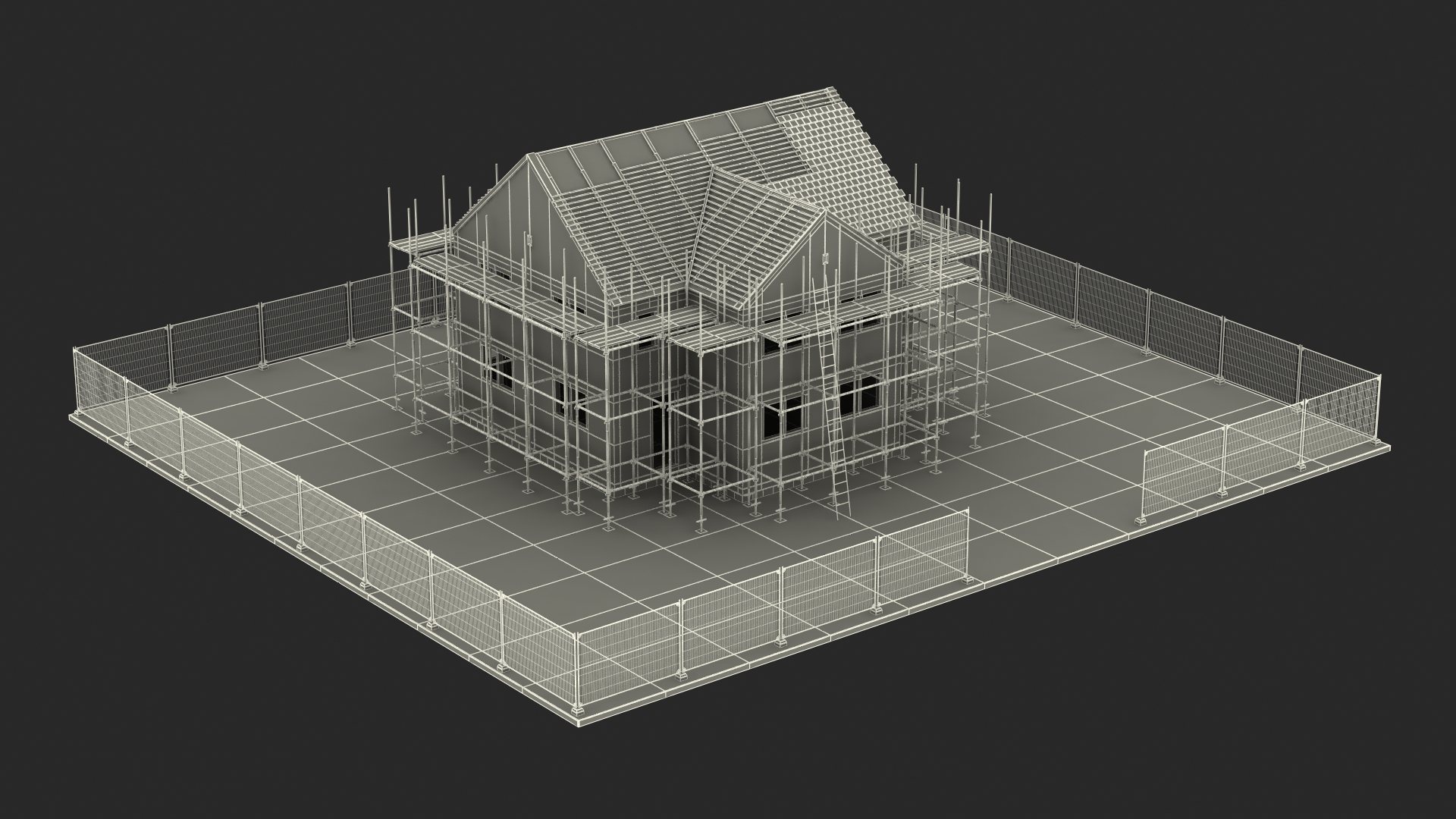 Construction Site House With Scaffolding 3D Model - TurboSquid 2270555