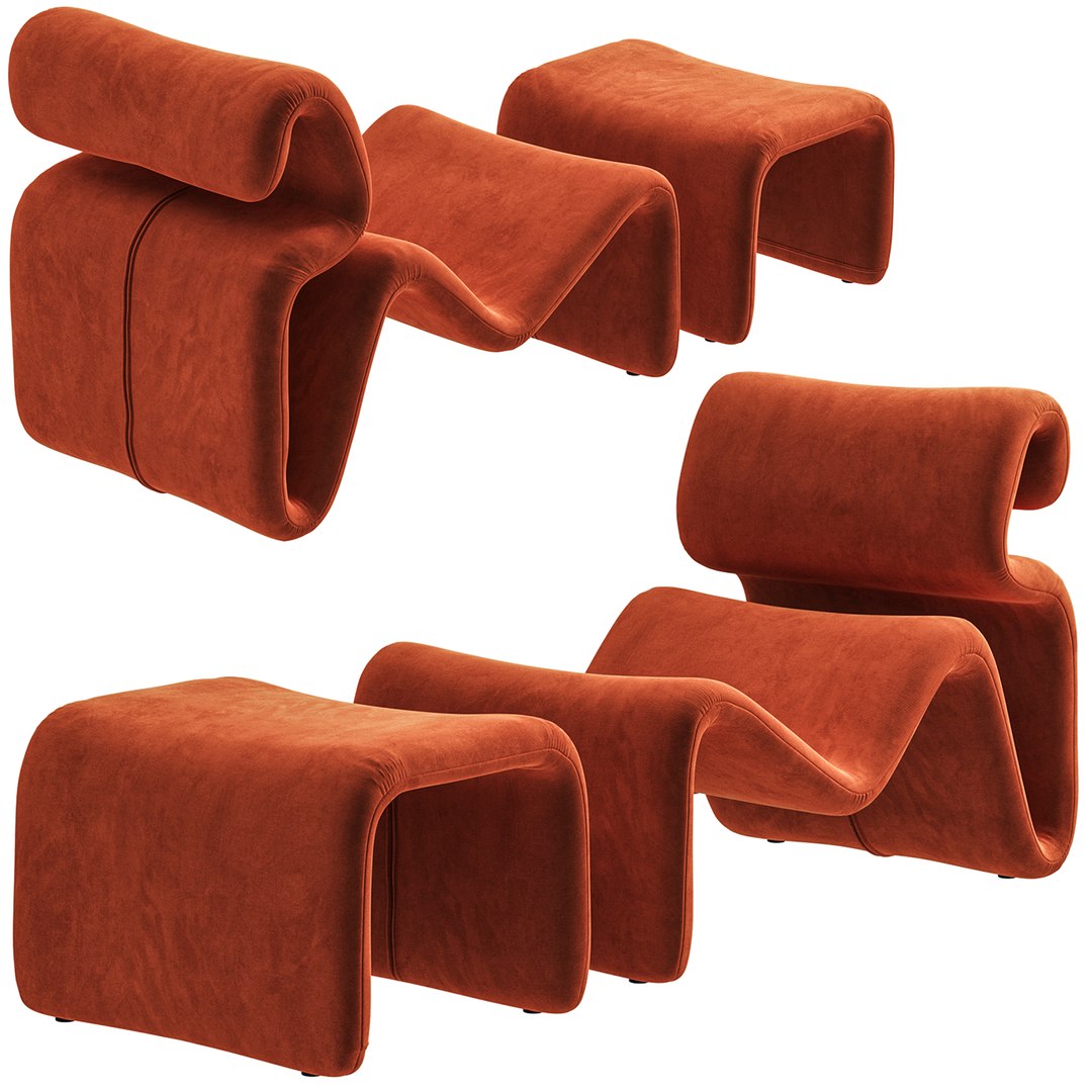 Artilleriet - Etcetera Fabric Lounge Chair and Footstool 3D model ...